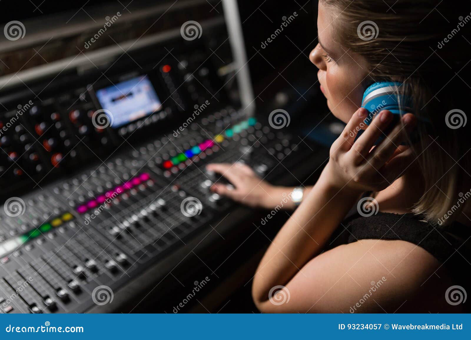 Female Audio Engineer Using Sound Mixer Stock Image - Image of ...