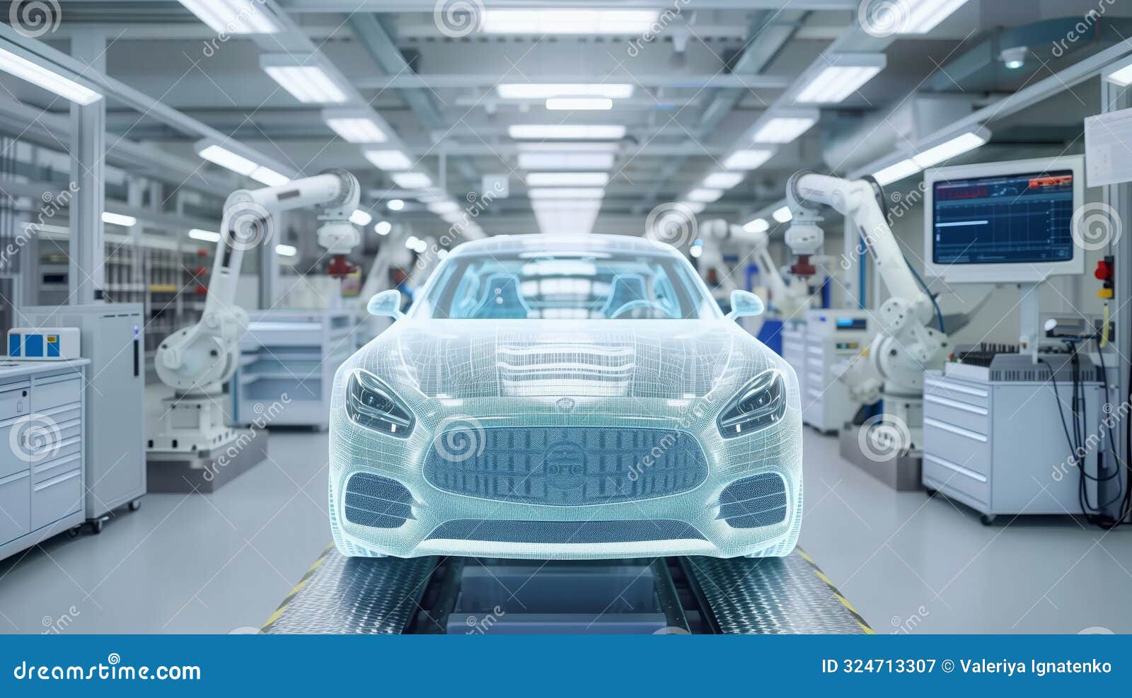 Female Automotive Engineer Uses Digital Tablet with Augmented Reality for Car Design Editing and ...