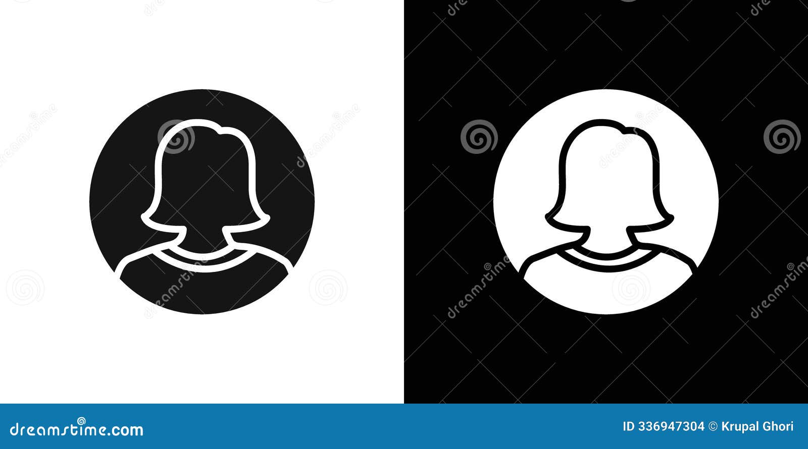 Female Avatar Icon Flat Vector Set Outline Stock Vector - Illustration ...