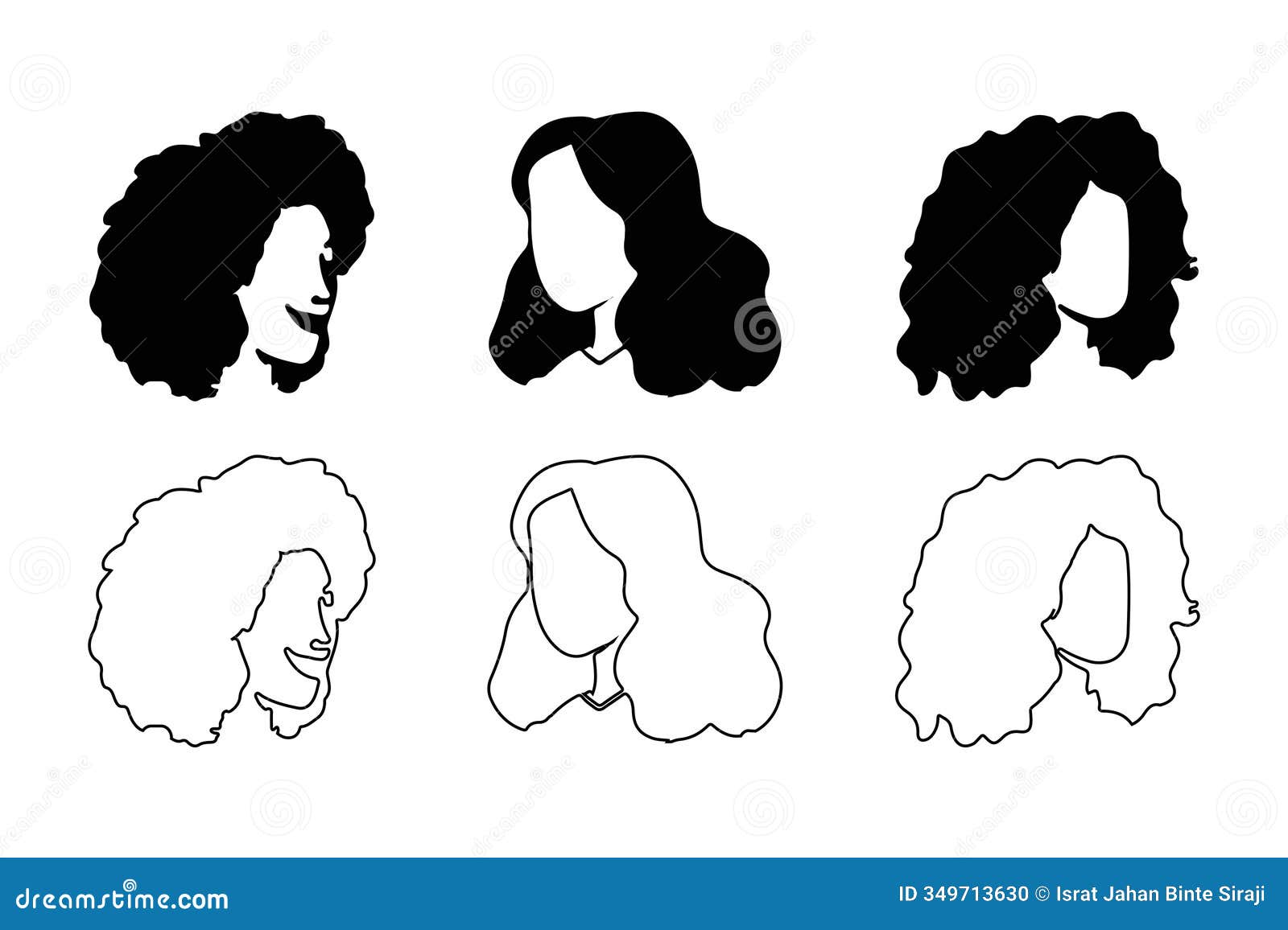 Female Avatar Silhouette Vector, Line Art Vector Design Stock ...