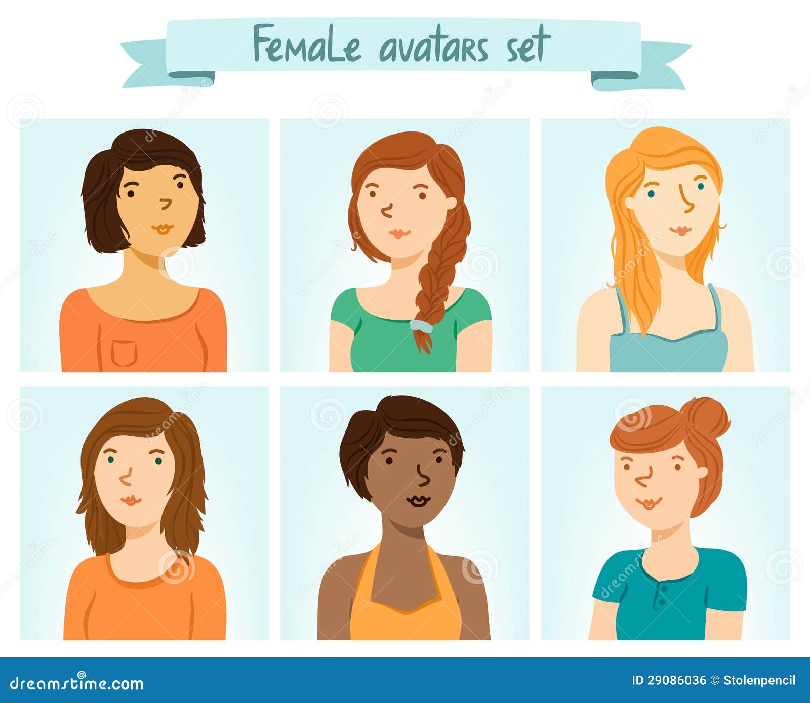 Female Avatars Set Royalty Free Stock Image - Image: 29086036