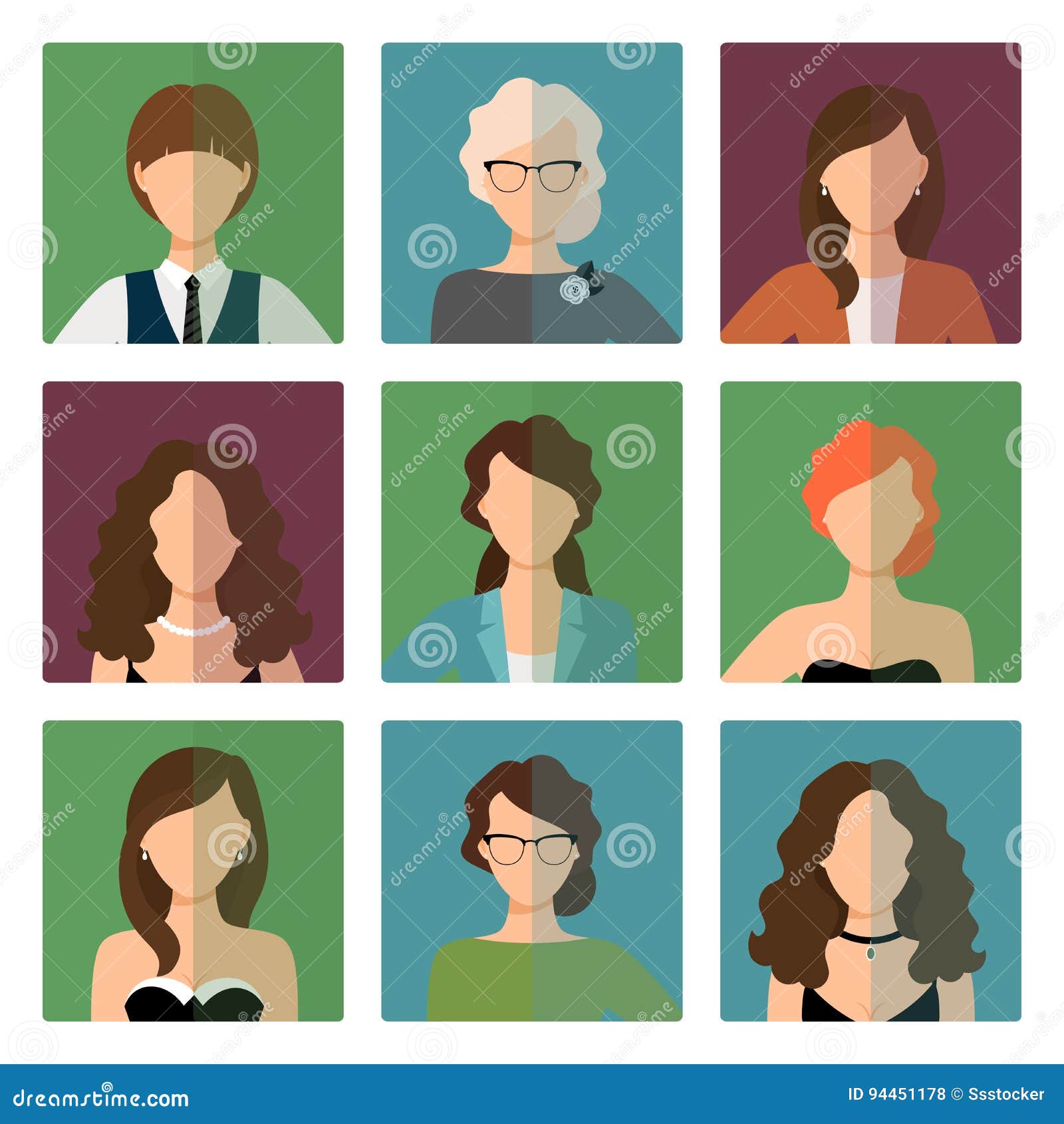 Female Avatars Set in Office Style Stock Vector - Illustration of male ...