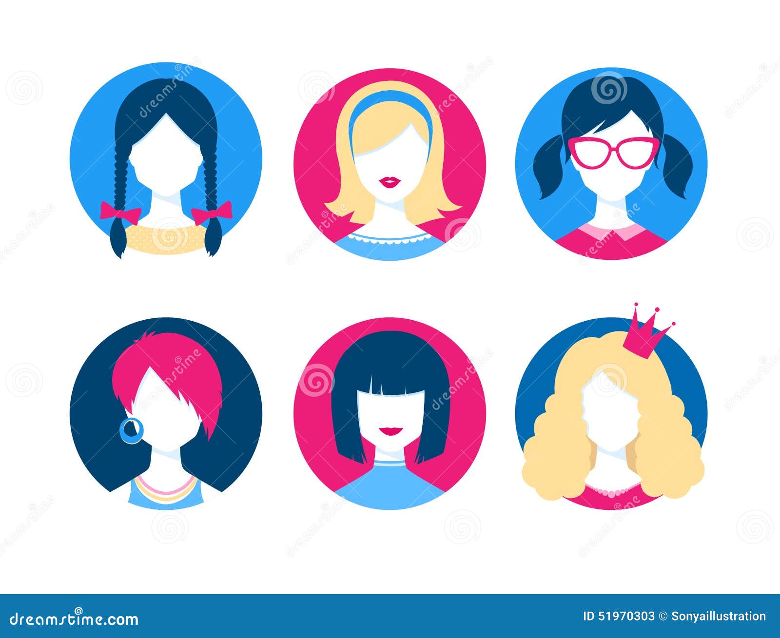 Female avatars stock vector. Illustration of character - 51970303