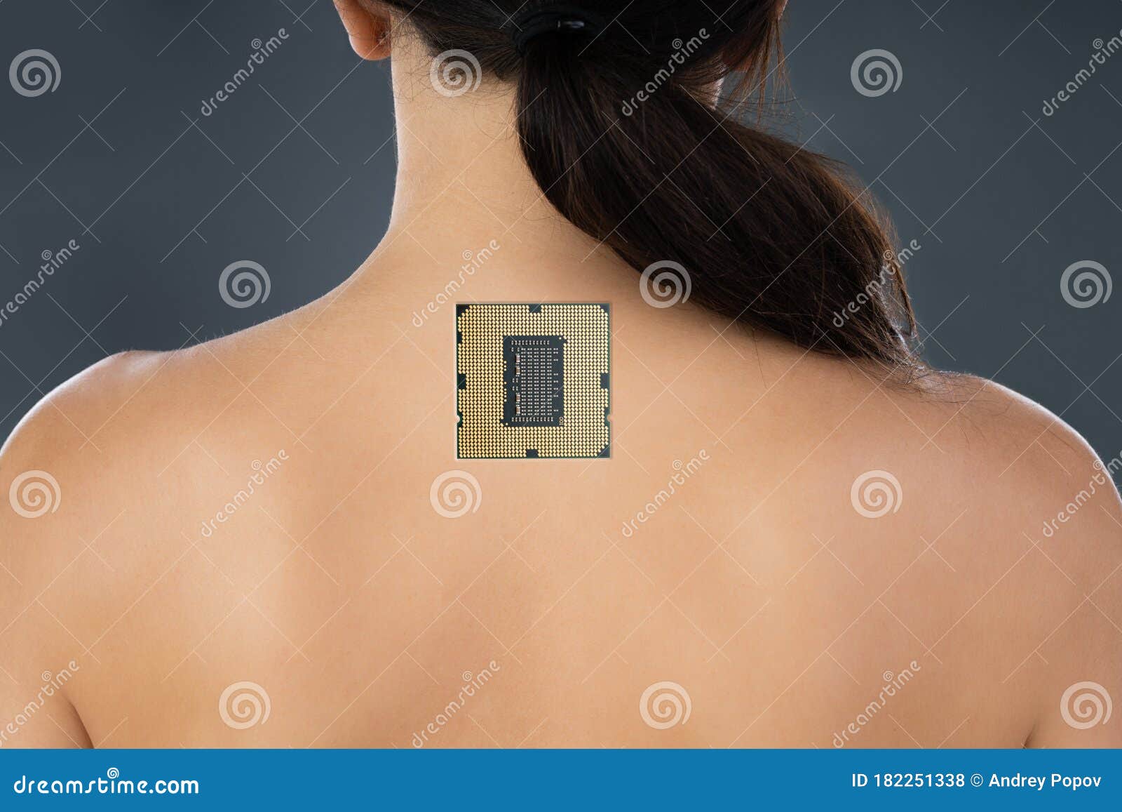 Female Back with Implant stock photo. Image of computer - 182251338
