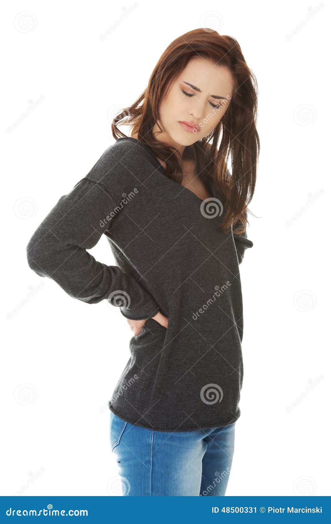 Female with back pain stock image. Image of anatomy, attractive - 48500331