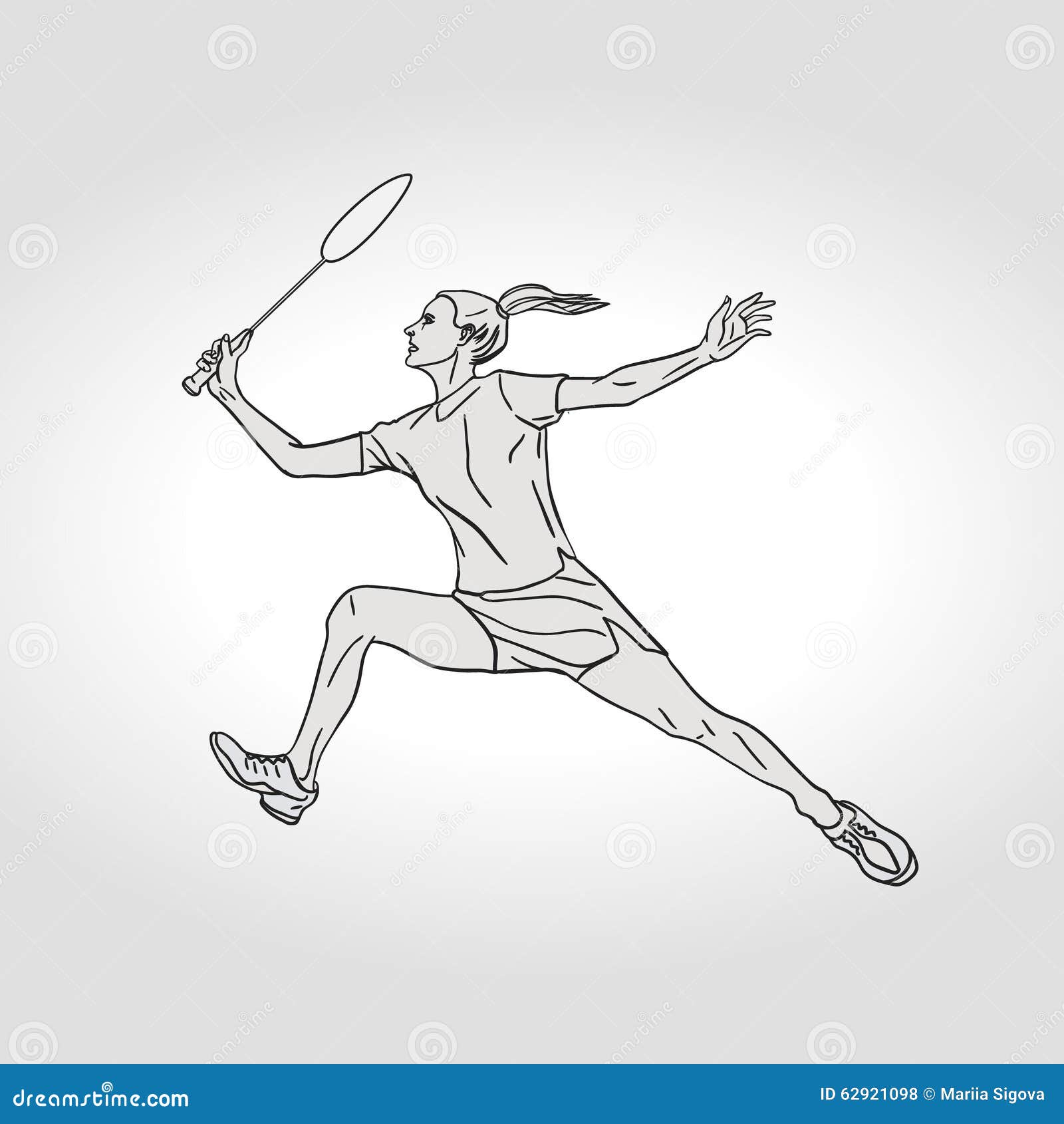 Female Badminton Player. Hand Drawn Illustration Stock Vector ...