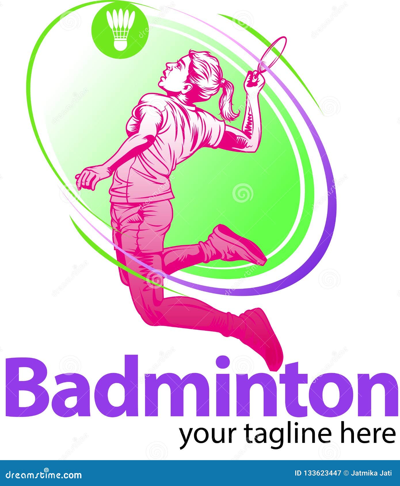 Female badminton player stock vector. Illustration of isolated - 133623447