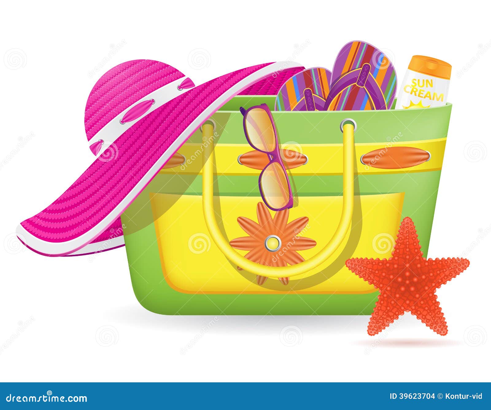 Female Bag with Beach Accessories Vector Illustrat Stock Vector ...