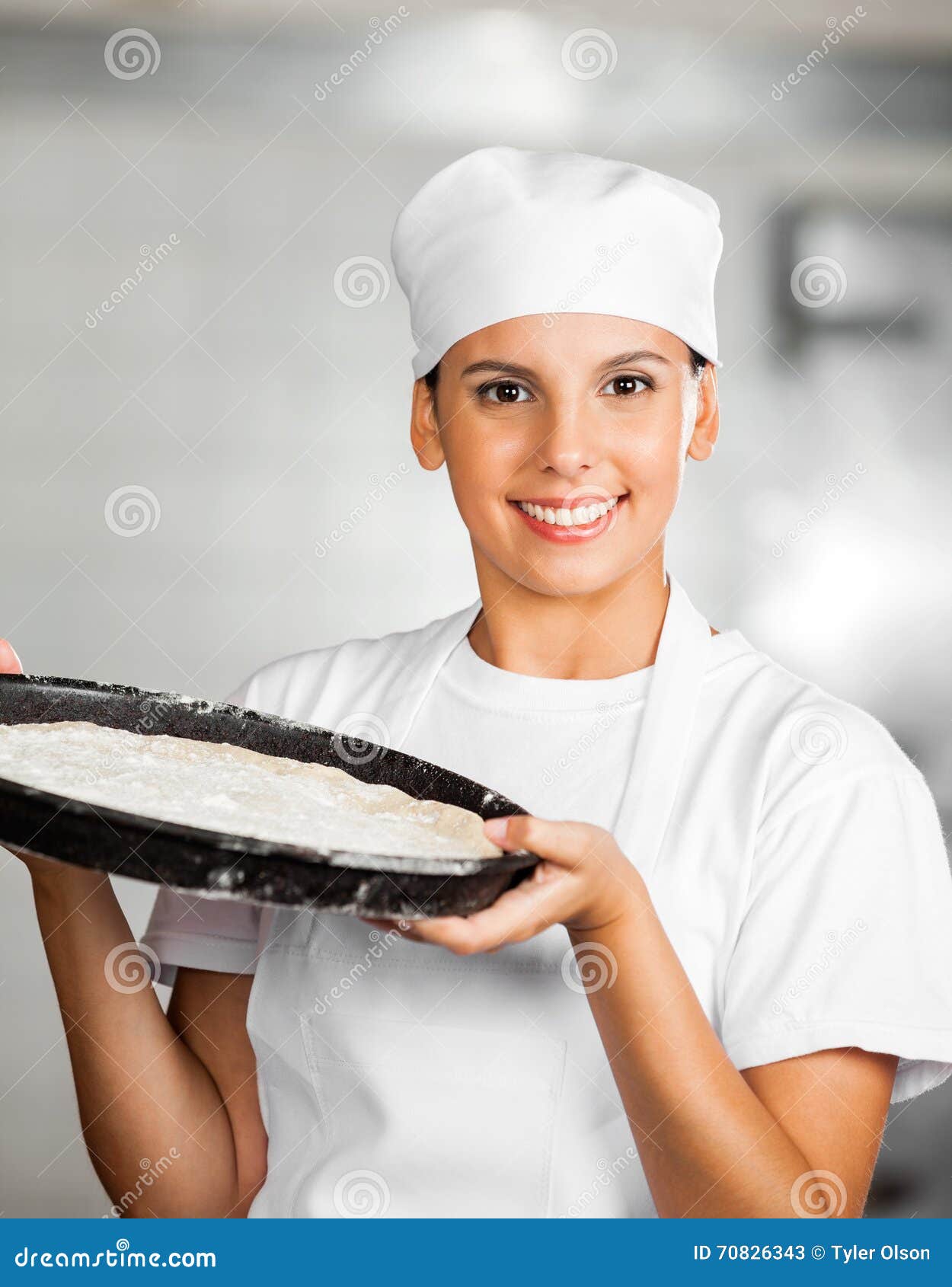 Female Baker with Dough Tray at Bakery Stock Image - Image of crust ...