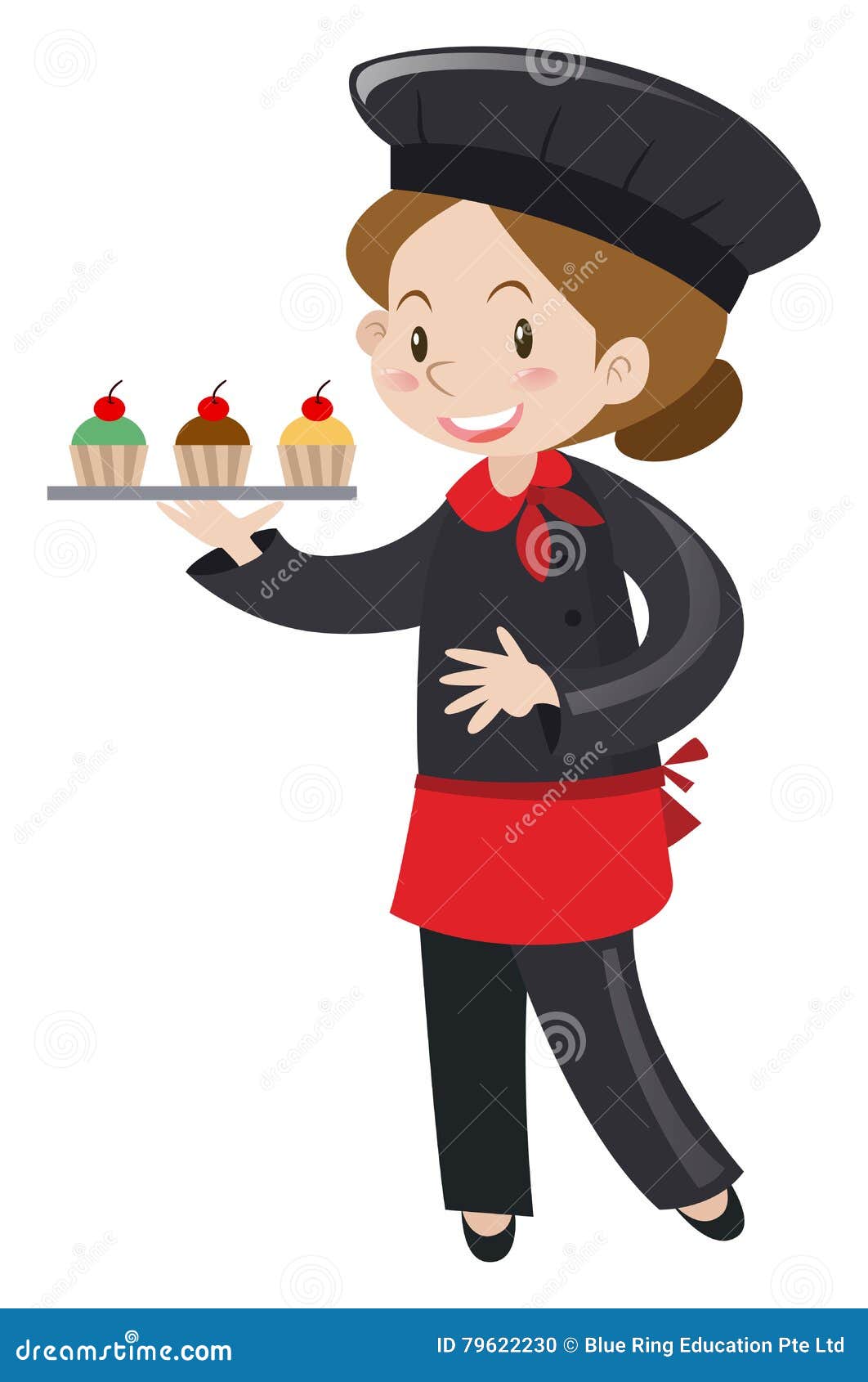 Female Baker Holding Cupcakes Stock Vector - Illustration of occupation ...