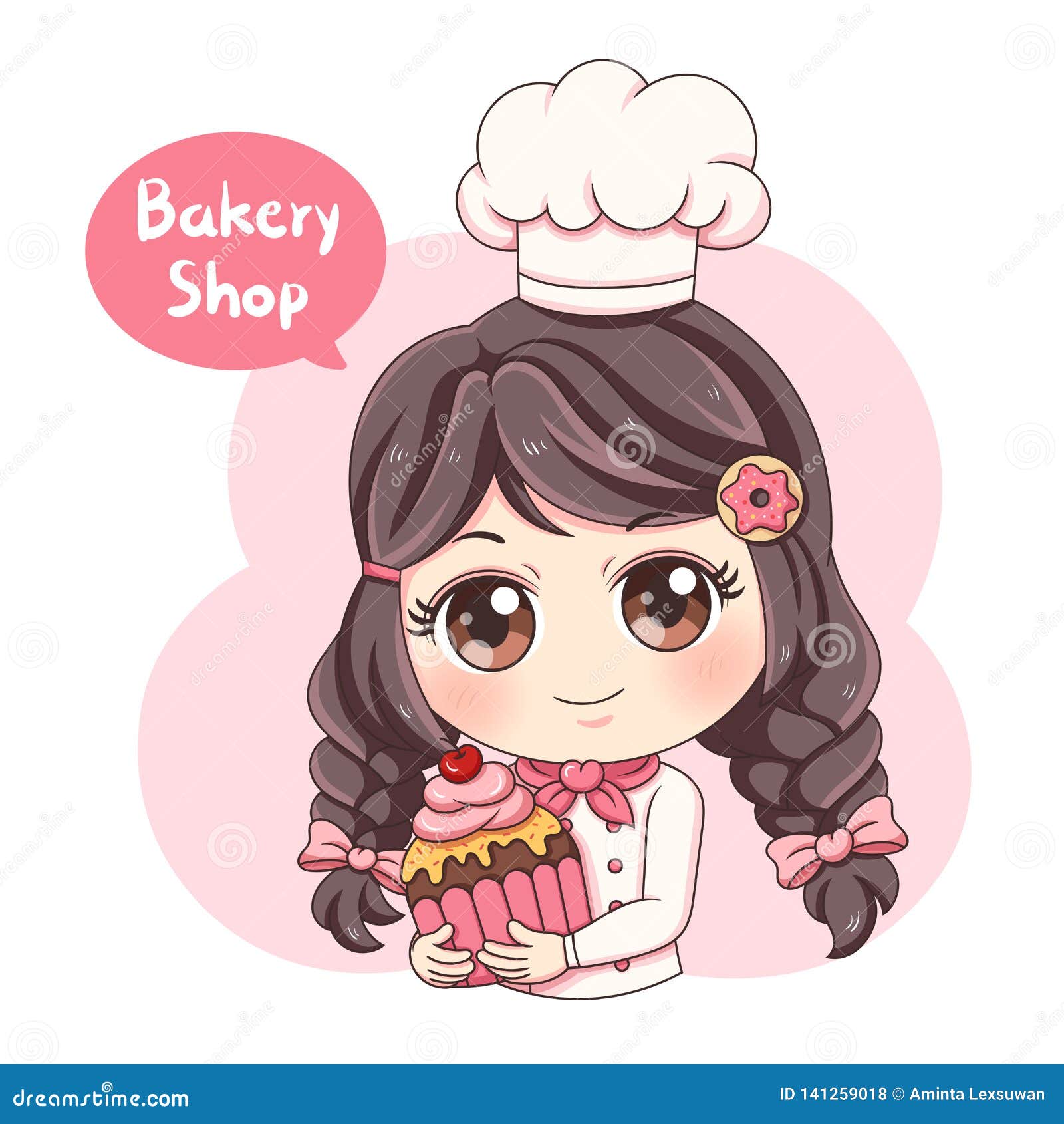 Female Baker_6 stock vector. Illustration of food, cute - 141259018