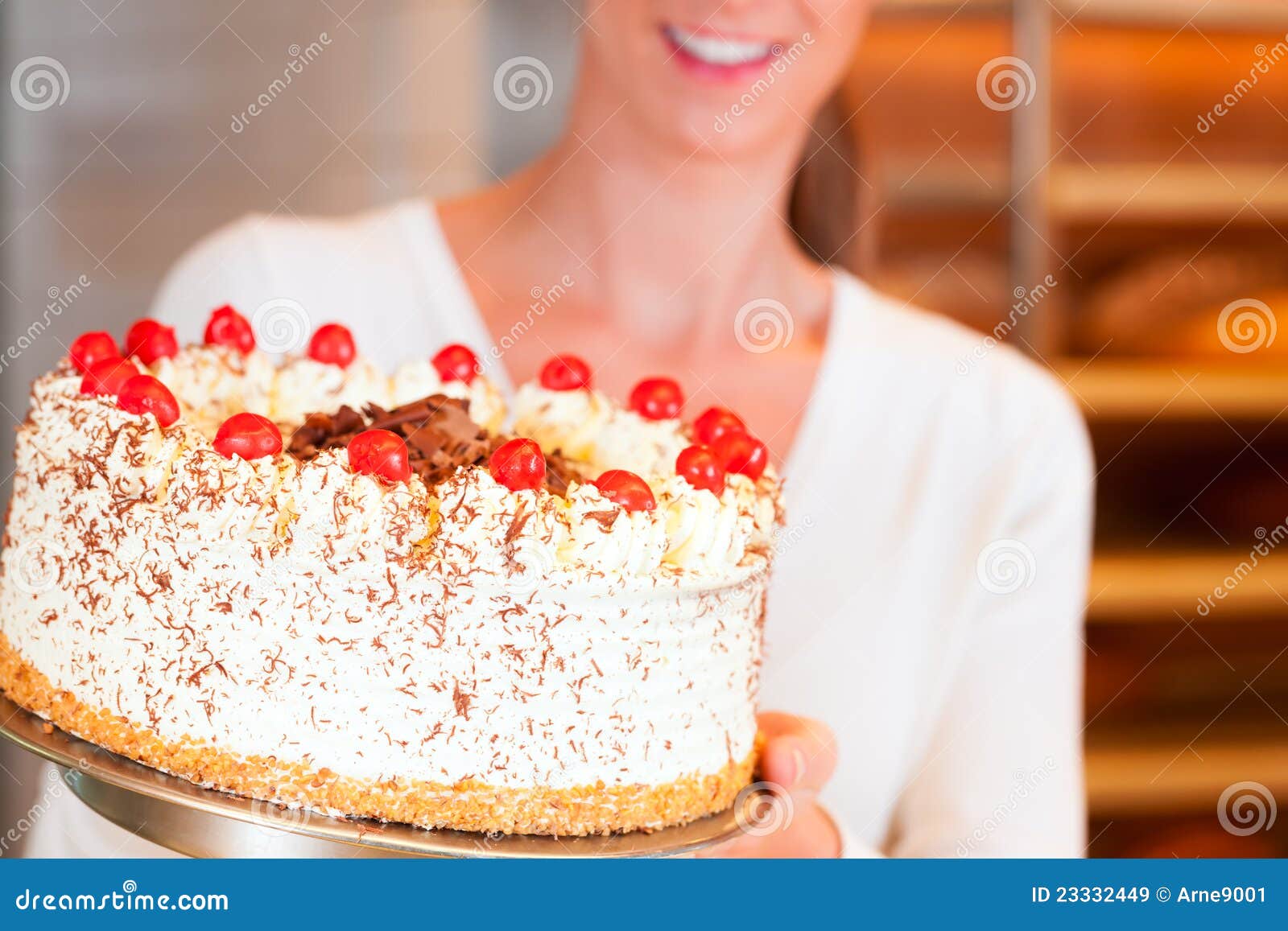 Female Baker or Pastry Chef with Torte Stock Image - Image of service ...