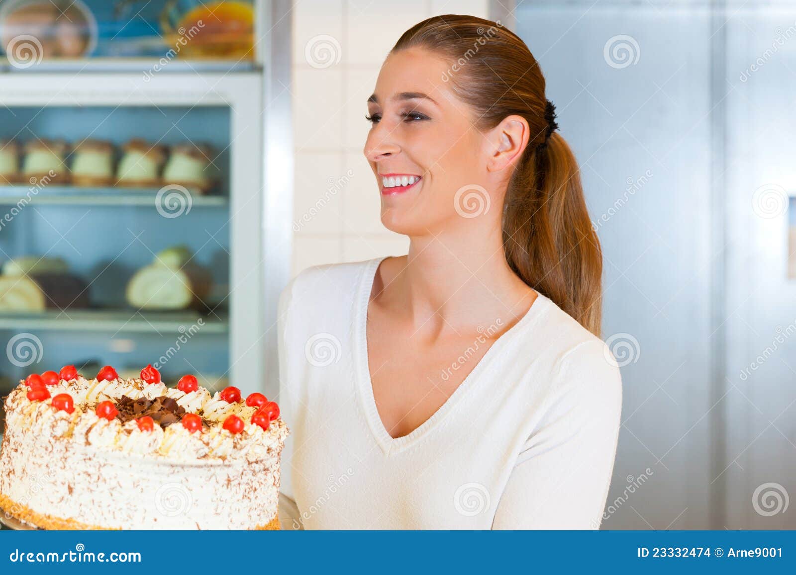 Female Baker or Pastry Chef with Torte Stock Photo - Image of fresh ...