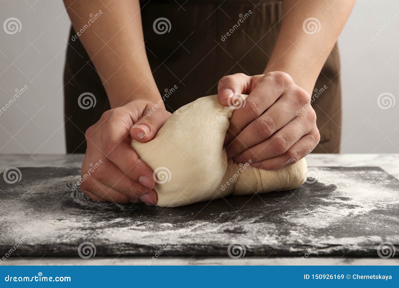 Female Baker Preparing Bread Dough at Table Stock Image - Image of ...