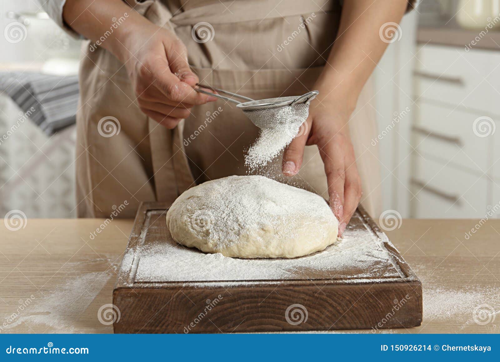 Female Baker Preparing Bread Dough at Table Stock Photo - Image of ...