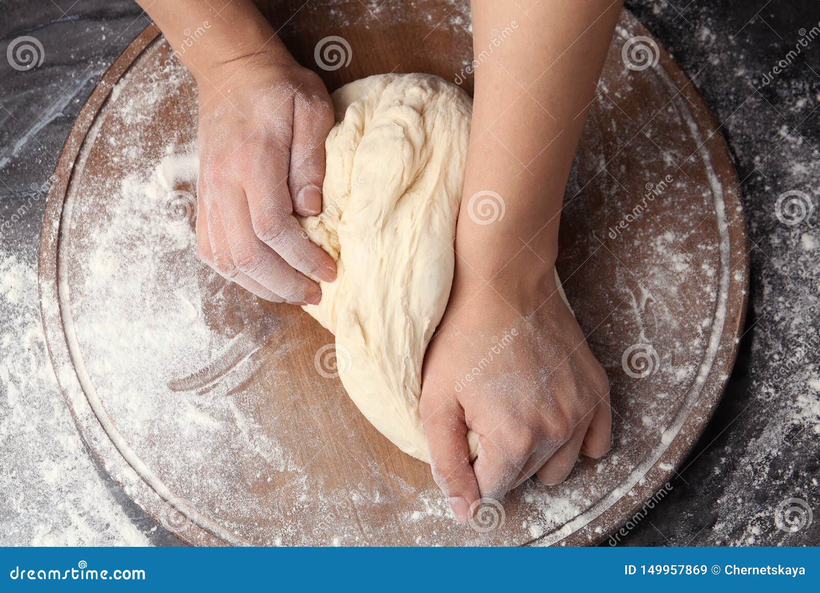 Female Baker Preparing Bread Dough at Table Stock Image - Image of ...