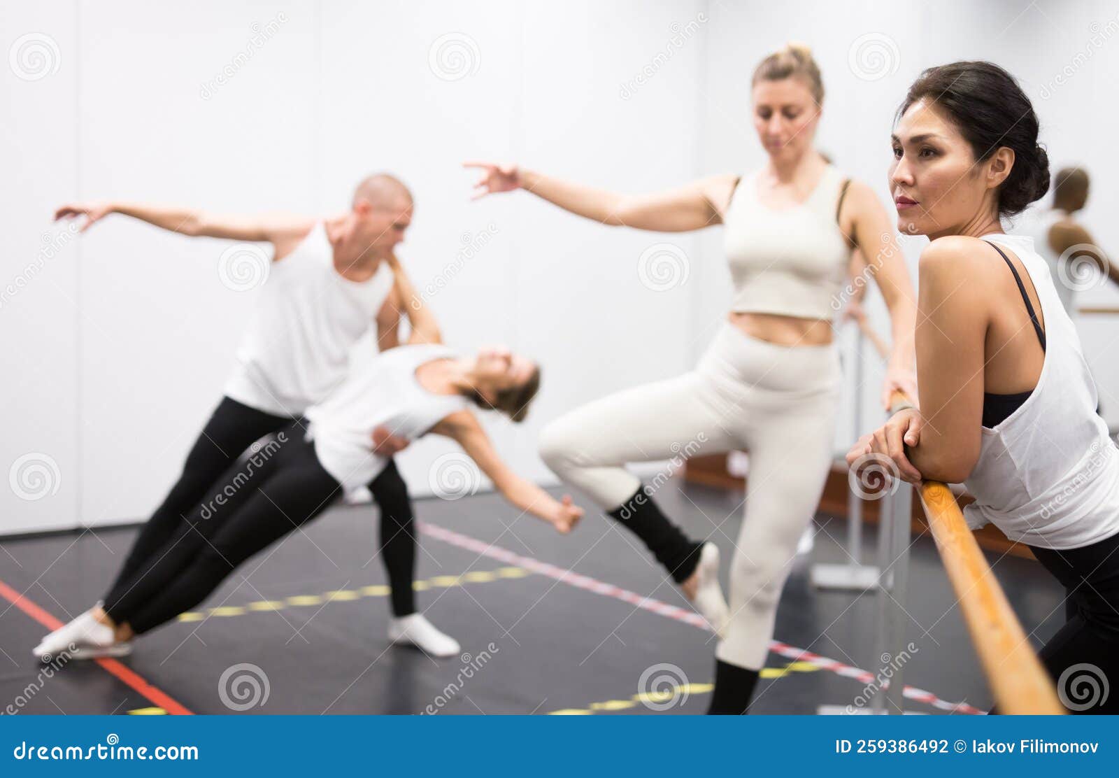 Female Ballet Dancer Resting after Rehearsal in Dance Hall Stock Photo ... Female Ballet Dancer Resting after Rehearsal in Dance Hall Stock Photo ...