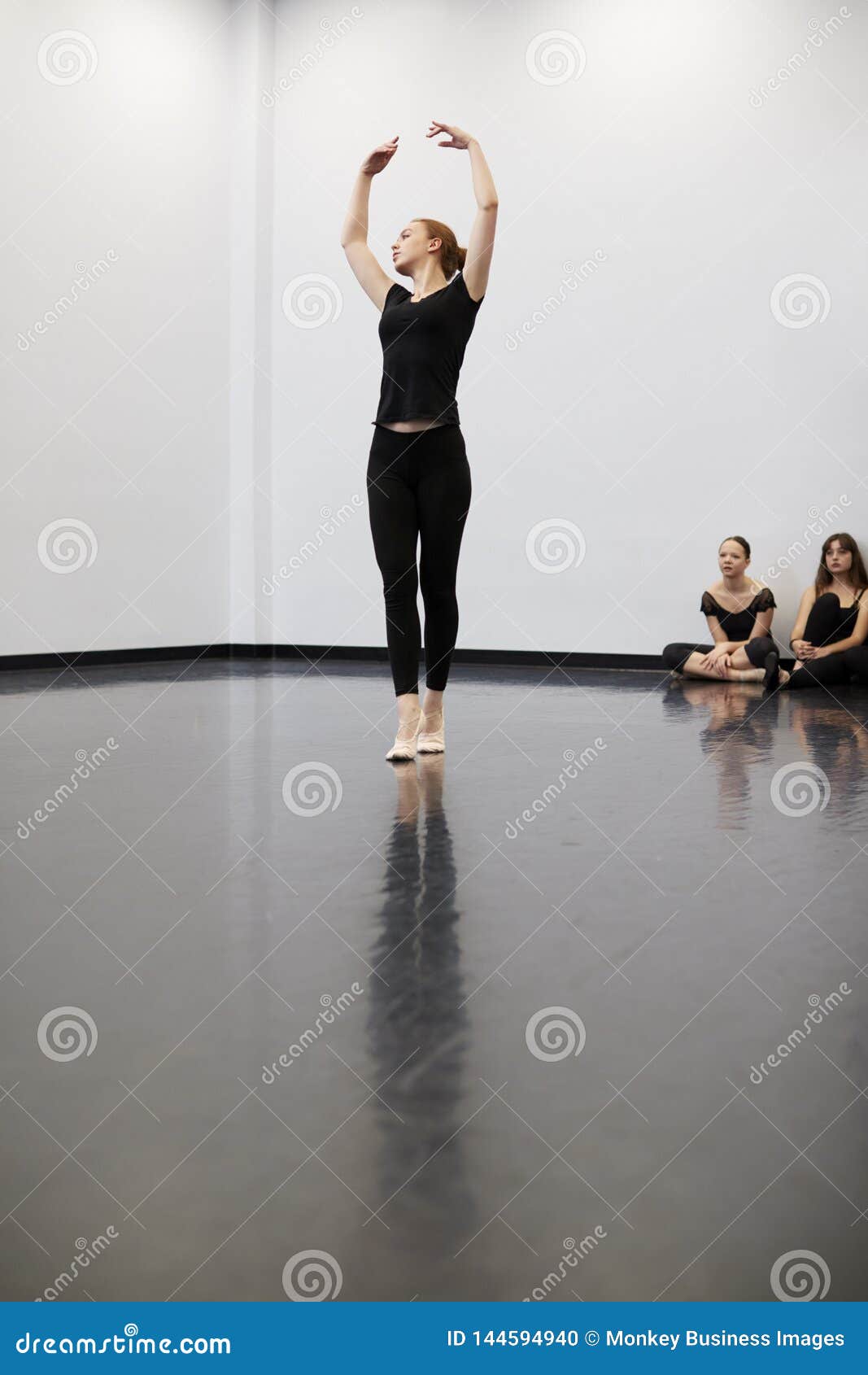 Female Ballet Student at Performing Arts School Performs for Class in ...