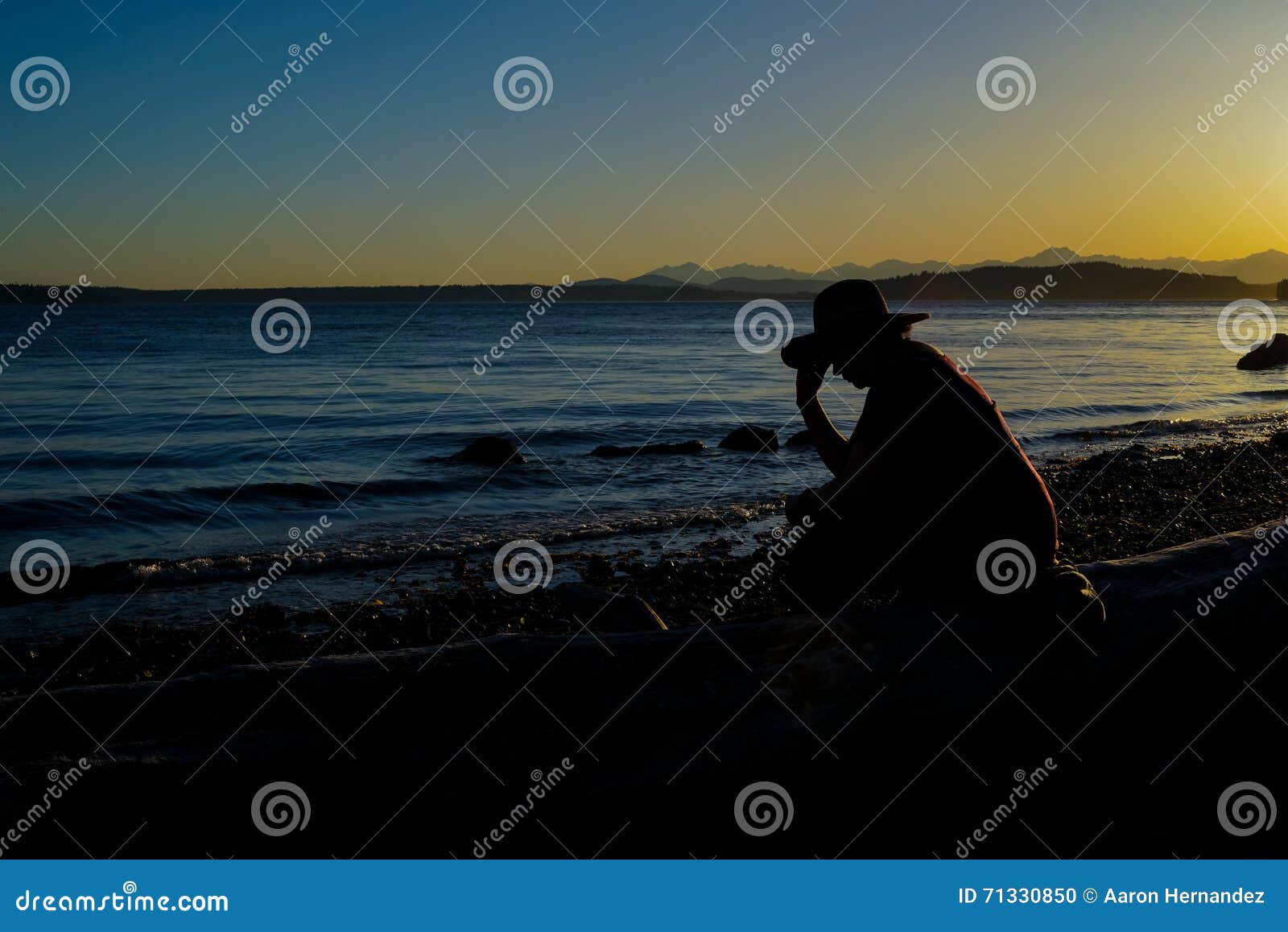 Female at Beach in Thought Silhouette Stock Photo - Image of female ...