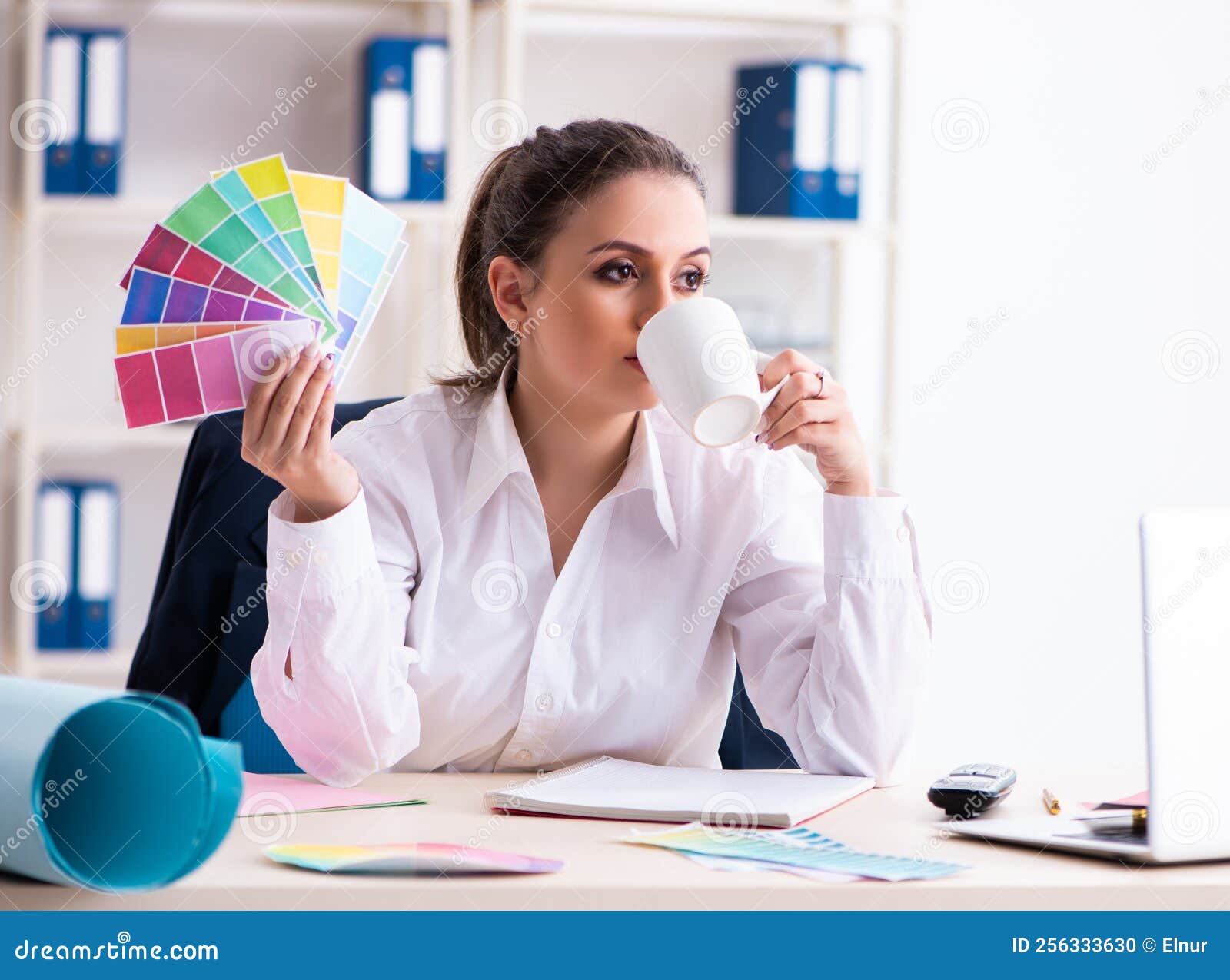 Female Beautiful Designer Working in the Office Stock Photo - Image of ...