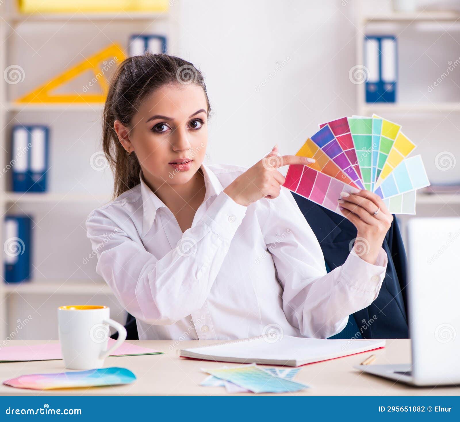 Female Beautiful Designer Working in the Office Stock Photo - Image of ...