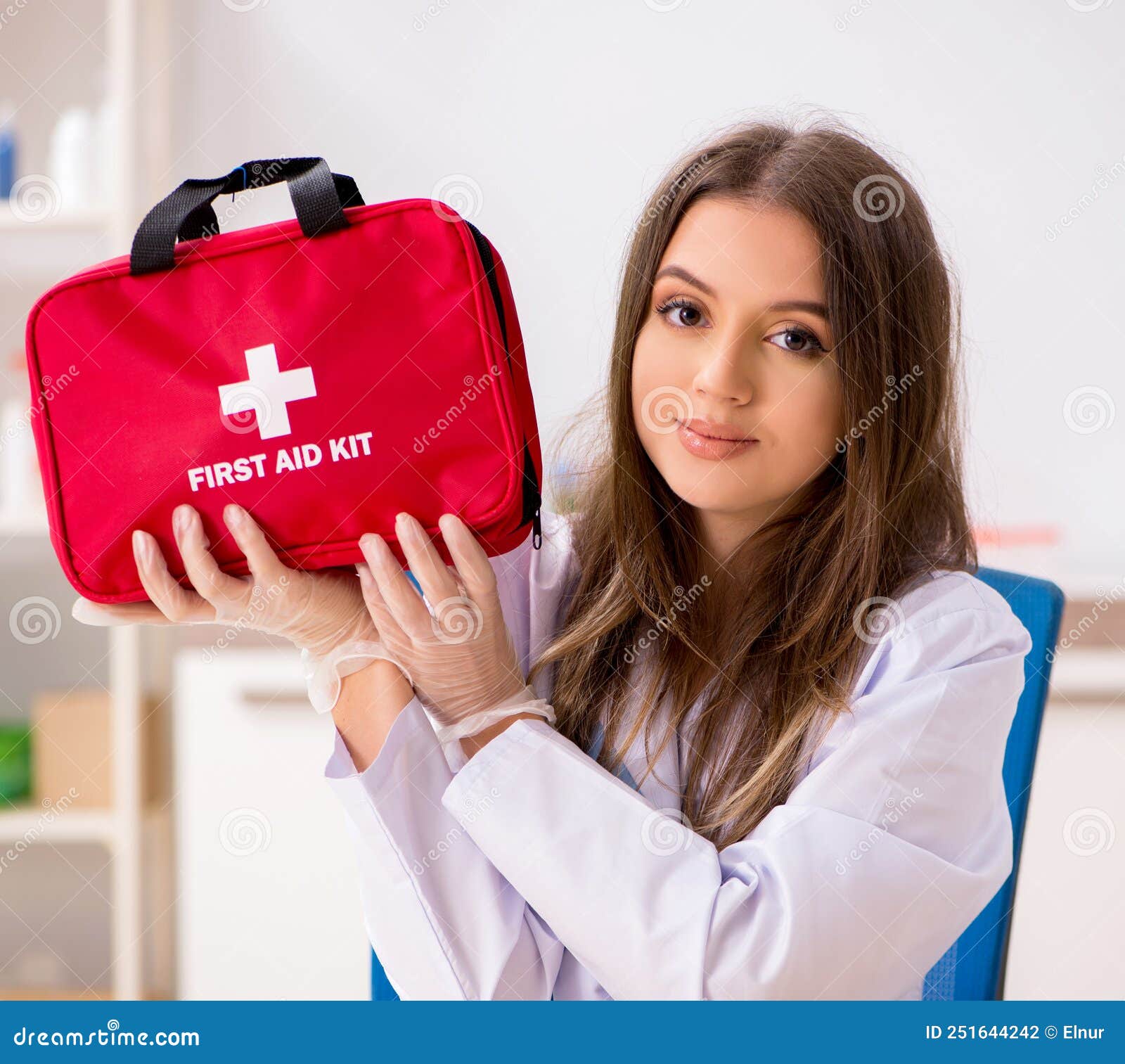 Female Beautiful Doctor with First Aid Bag Stock Photo - Image of ...