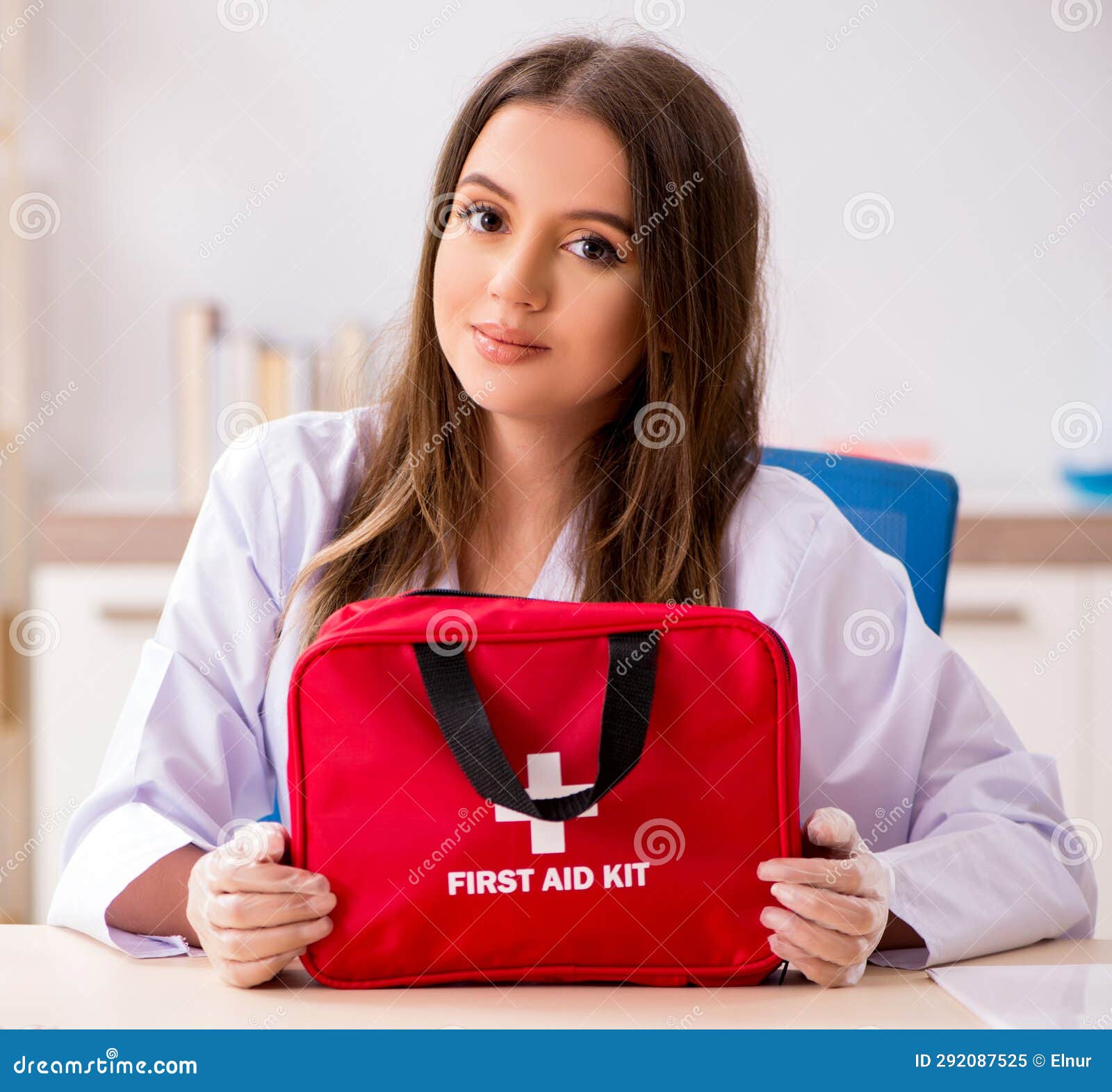 Female Beautiful Doctor with First Aid Bag Stock Image - Image of ...