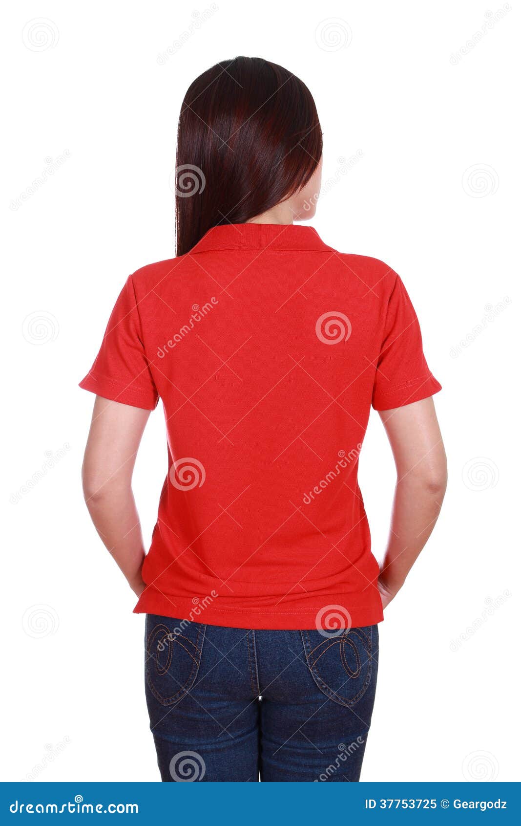 Female With Blank Blue Shirt Stock Photography | CartoonDealer.com ...