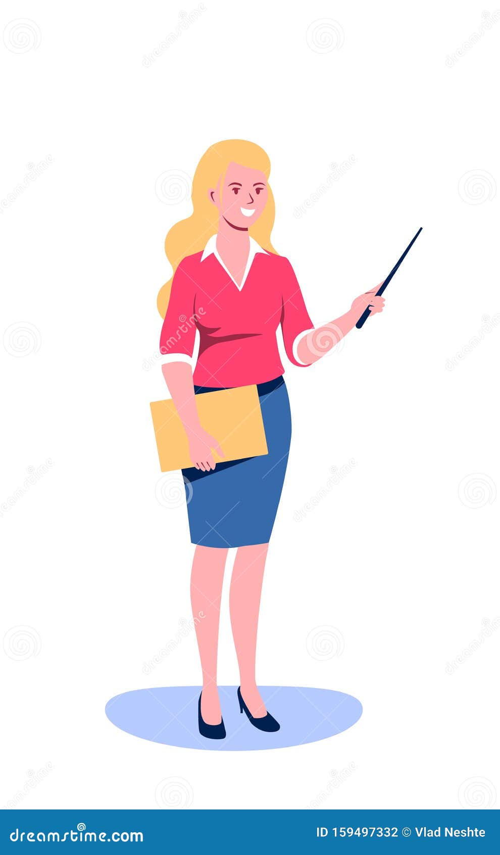 Female Blonde Teacher Modern Vector Illustration Smiling Teacher With