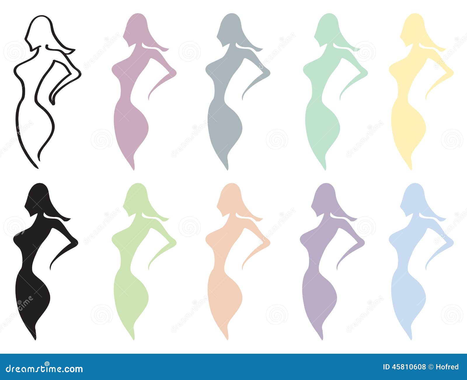 Female Body Shape Vector Designs Isolated On White Stock Vector
