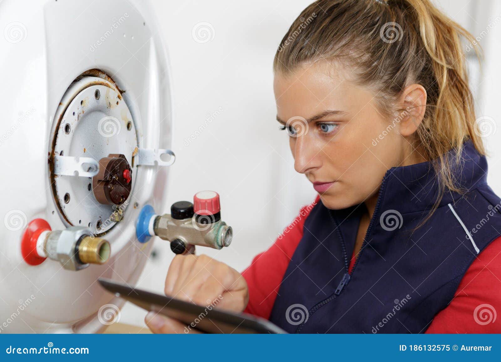 Female Boiler Technician Working Stock Image - Image of energy, antique ...