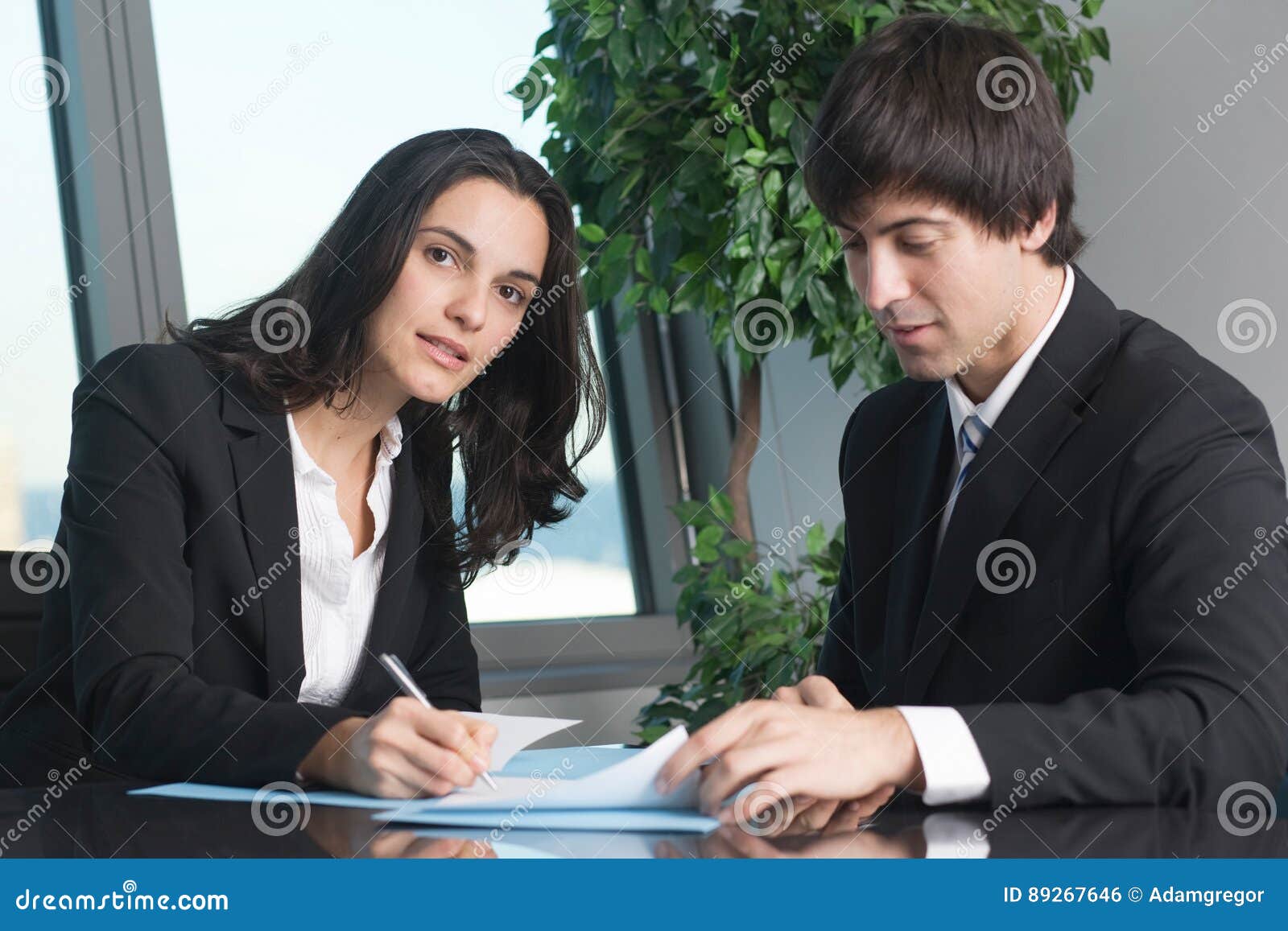 Female Boss Signing Documents Stock Photo - Image of credit, talking ...