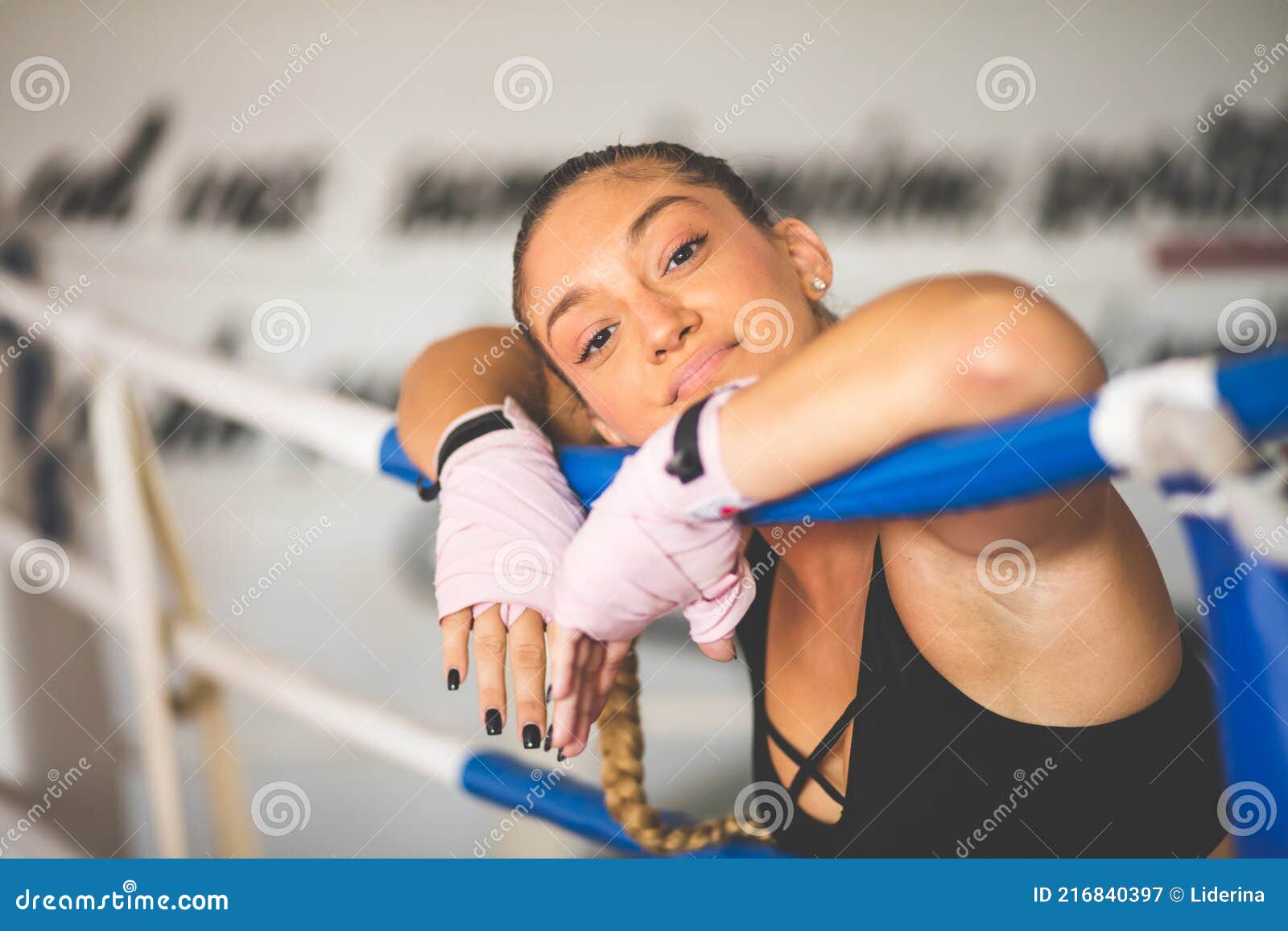Female Boxer in the Boxing Ring Stock Image - Image of people ...