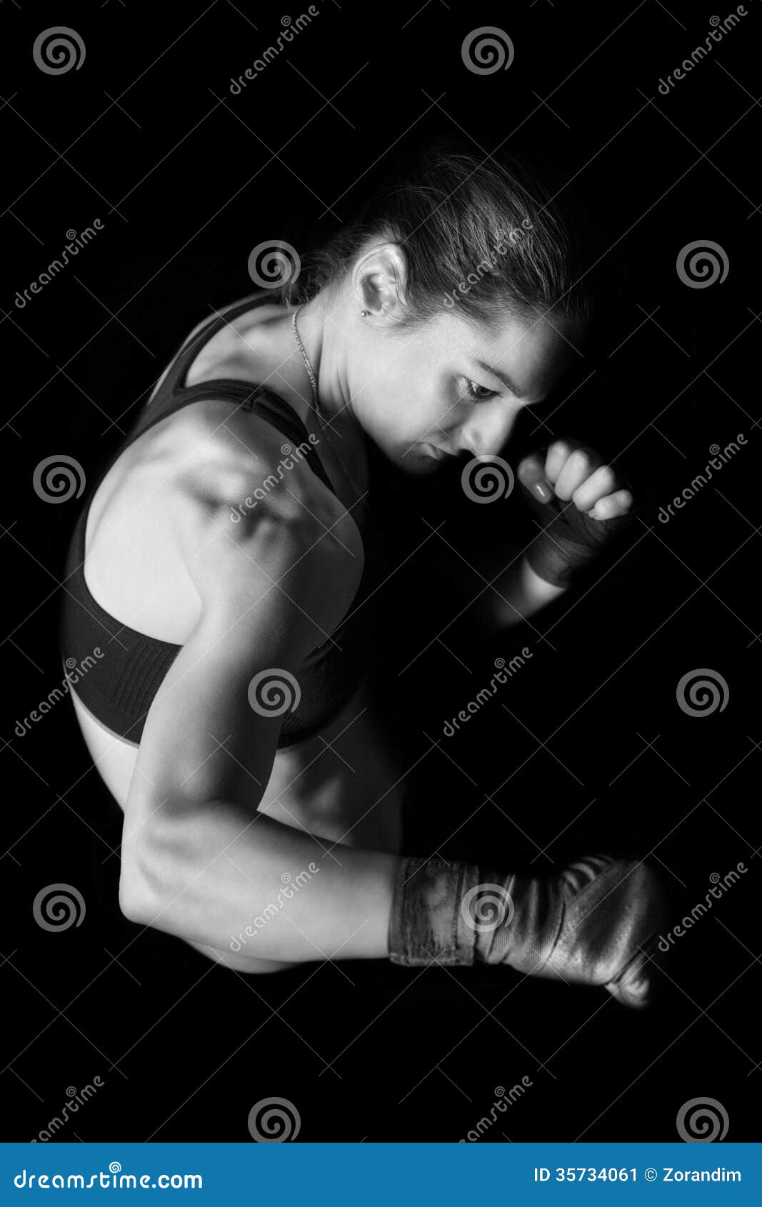 Female Boxer in a Fighting Pose Stock Image - Image of power, boxing ...