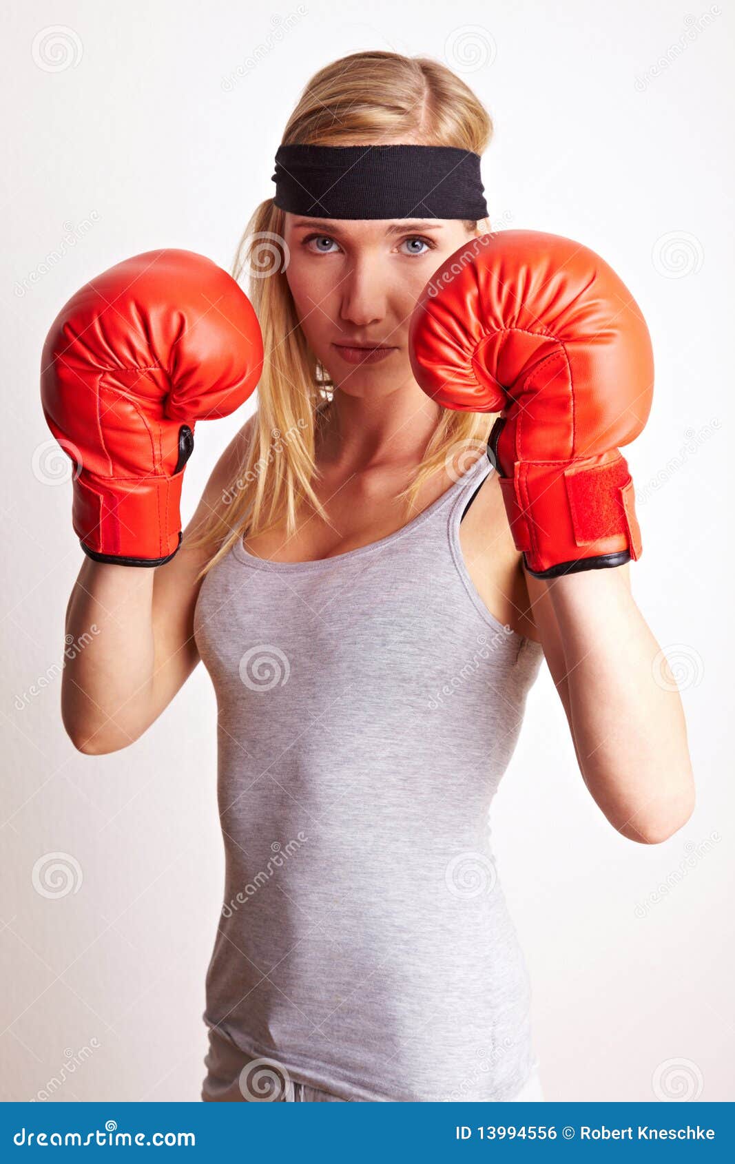 Female Boxer in Fighting Position Stock Photo - Image of defend, breast ...