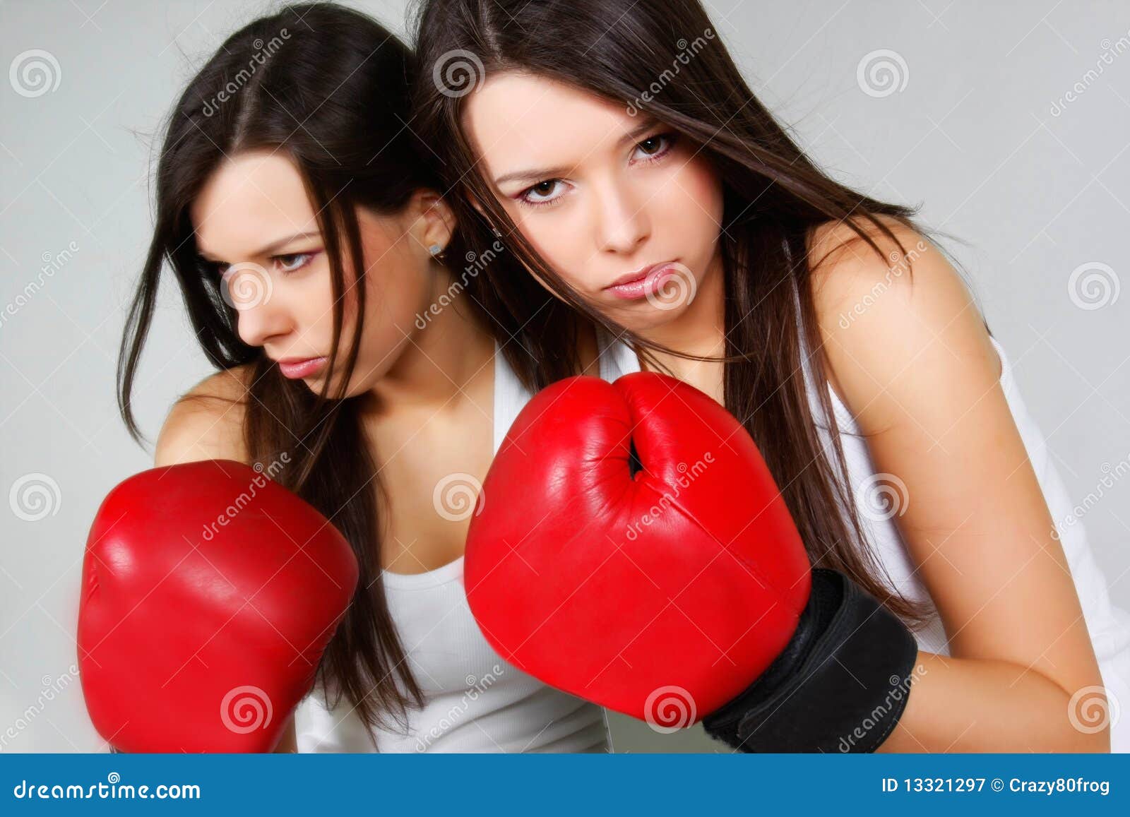 Female Boxer Reflected in Mirror Stock Image - Image of gloves, fitness ...
