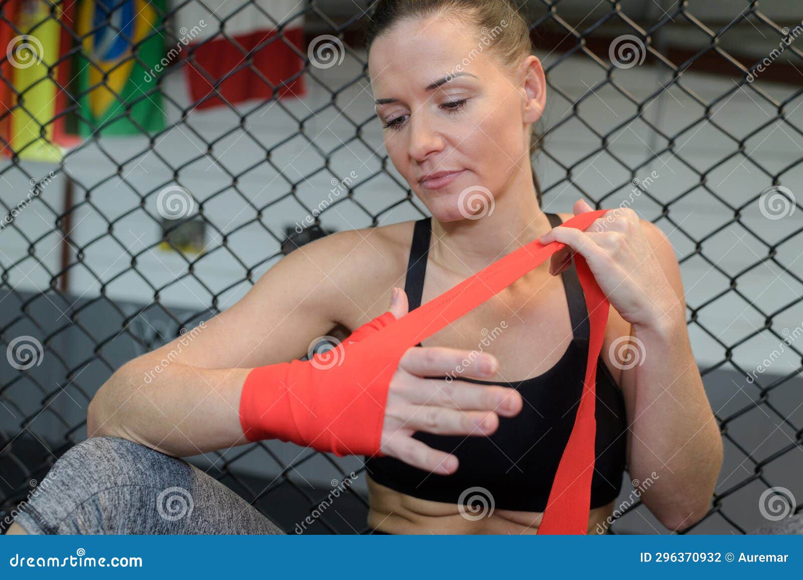Female Boxer Strapping Hand Stock Photo - Image of adult, pretty: 296370932