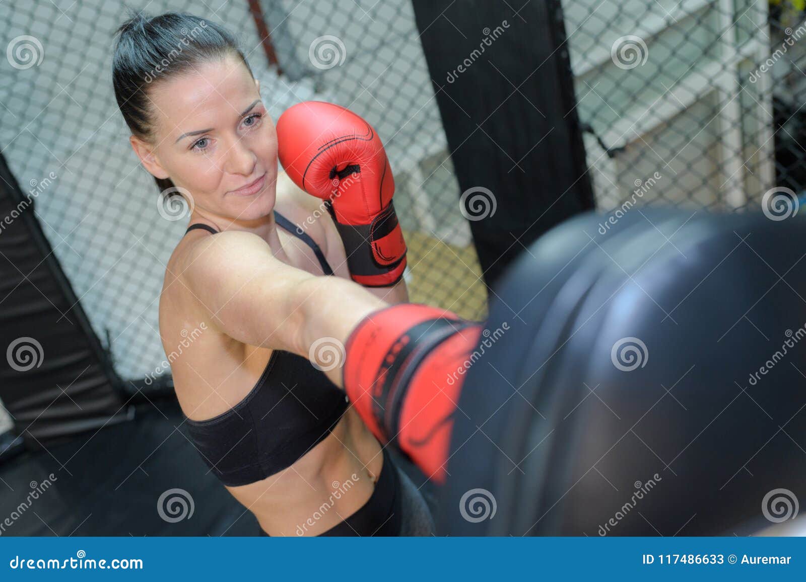 Female boxer in training stock image. Image of front - 117486633
