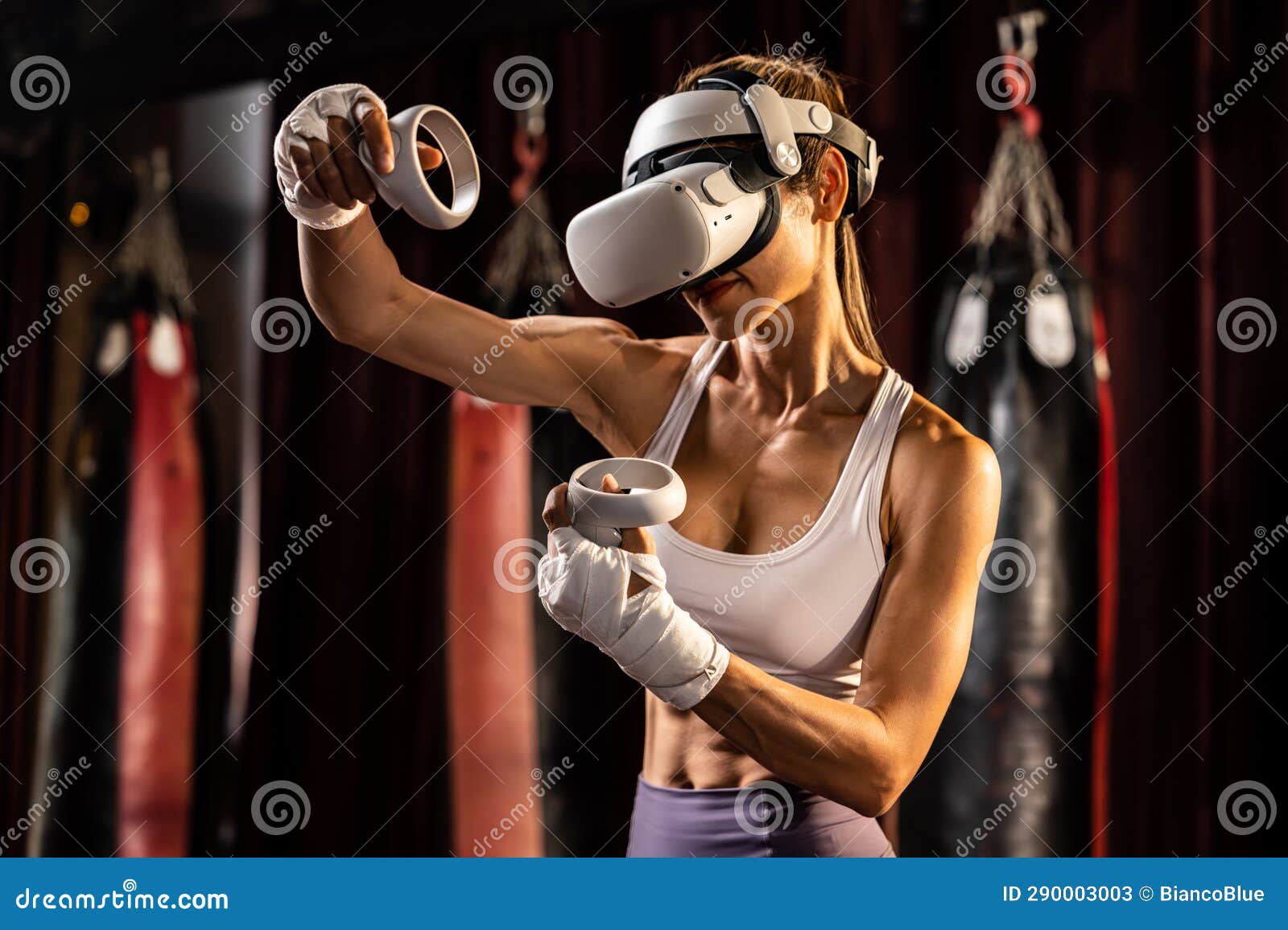 Female Boxer Training with VR or Virtual Reality. Impetus Stock Image ...