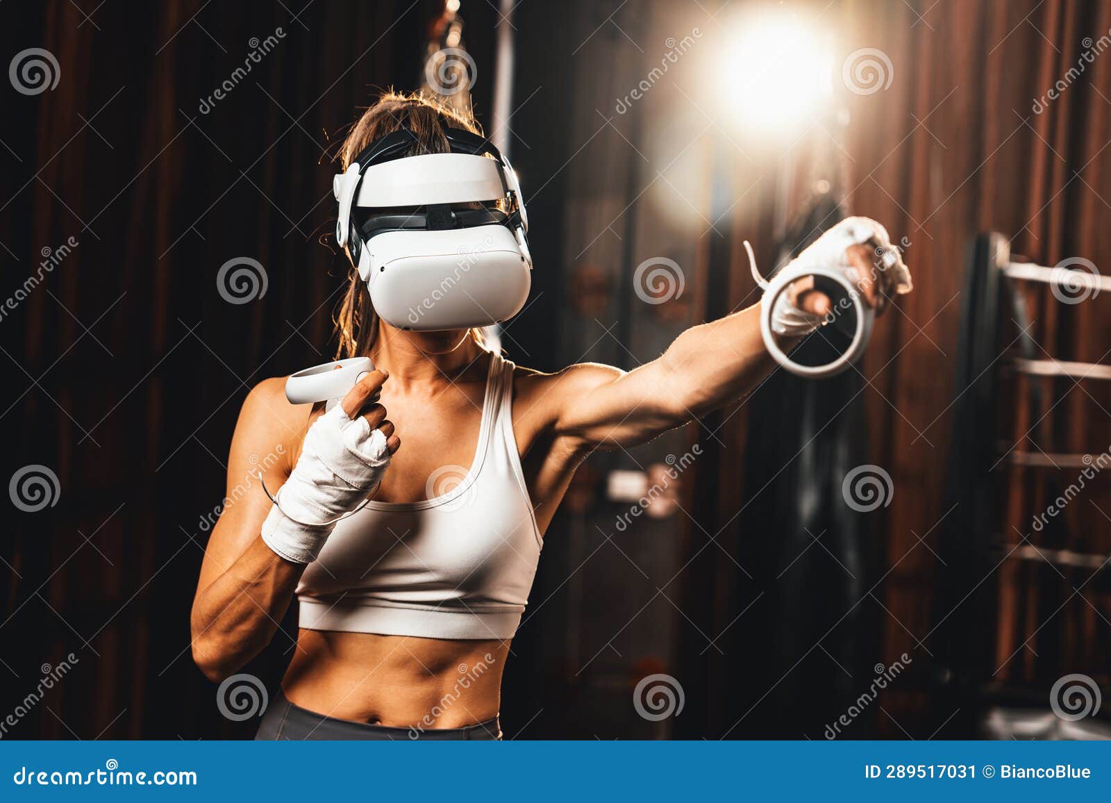 Female Boxer Training with VR or Virtual Reality. Impetus Stock Image ...