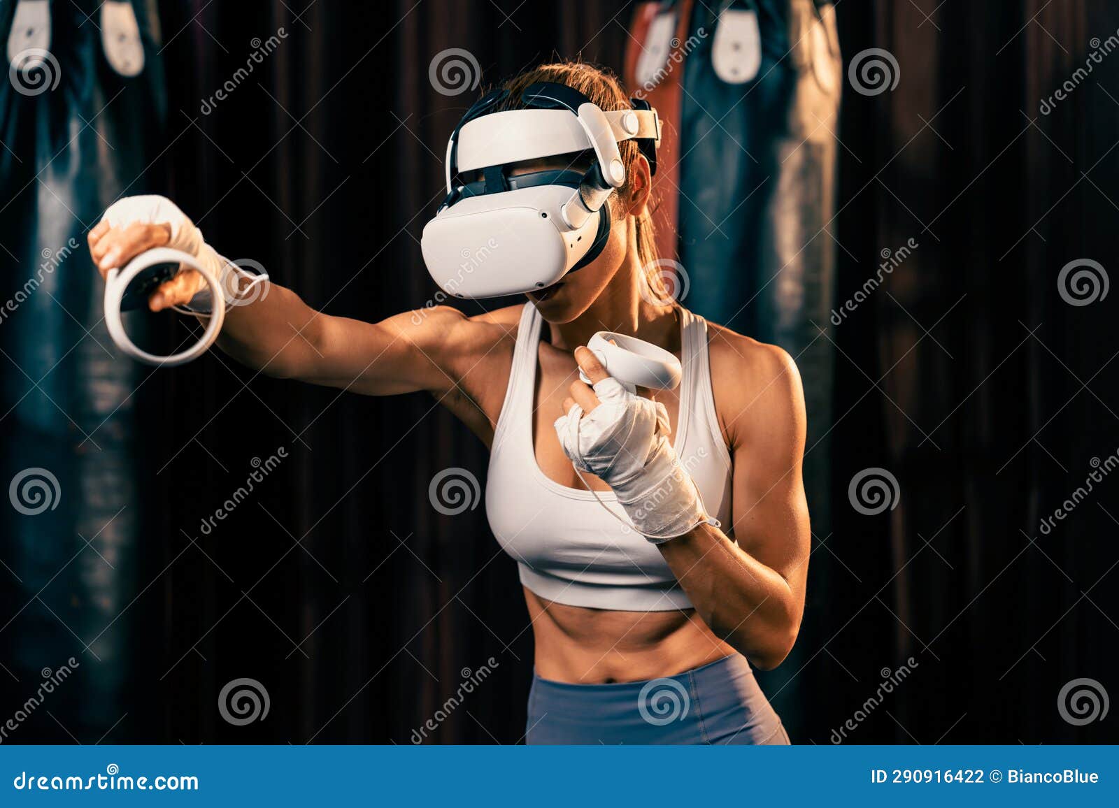 Female Boxer Training with VR or Virtual Reality. Impetus Stock Photo ...