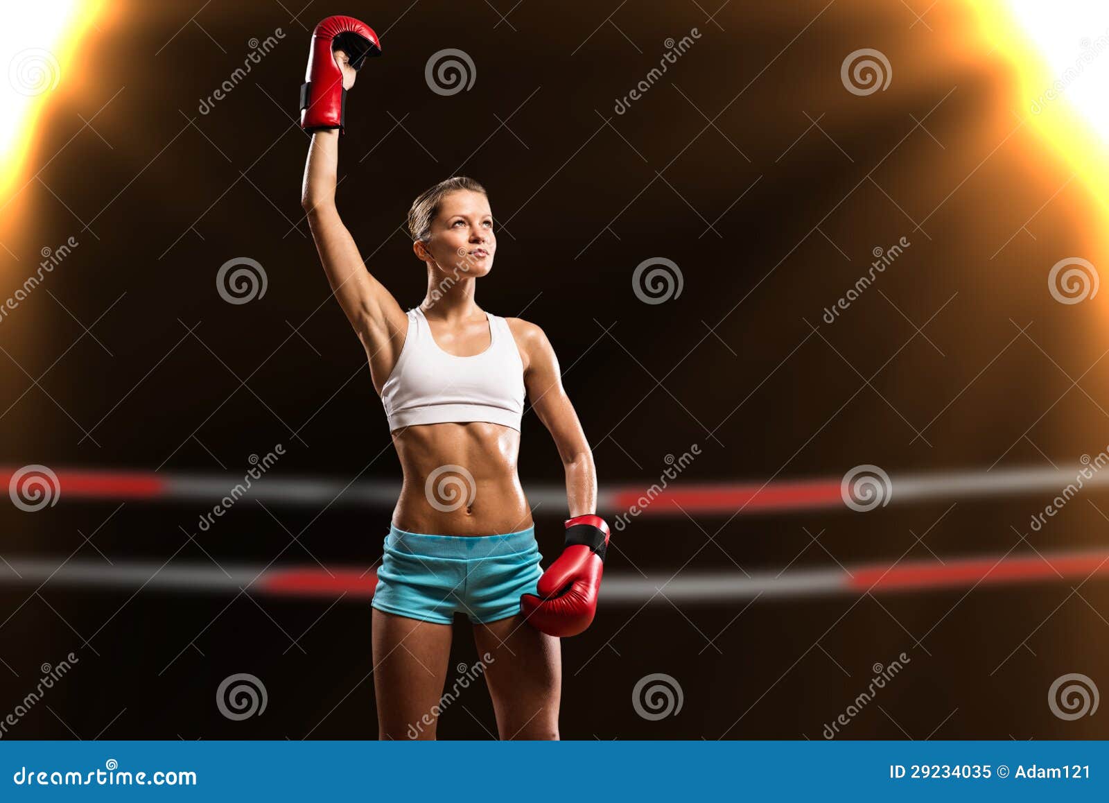 Female boxer winner stock image. Image of blonde, active - 29234035