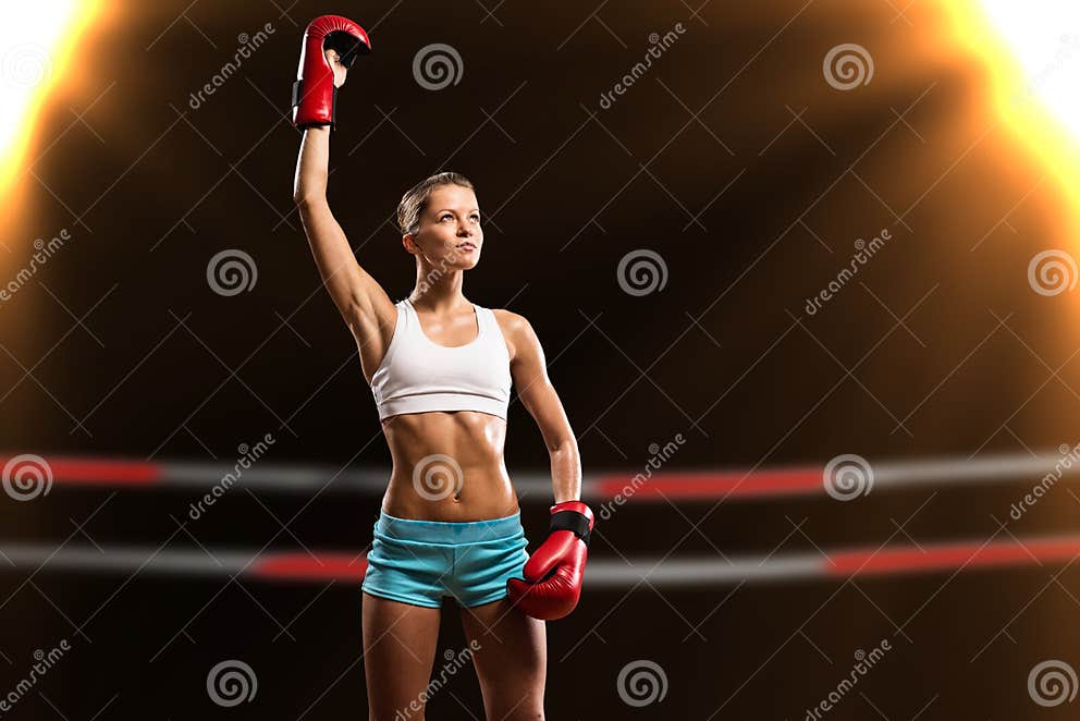 Female boxer winner stock image. Image of blonde, active - 29234035