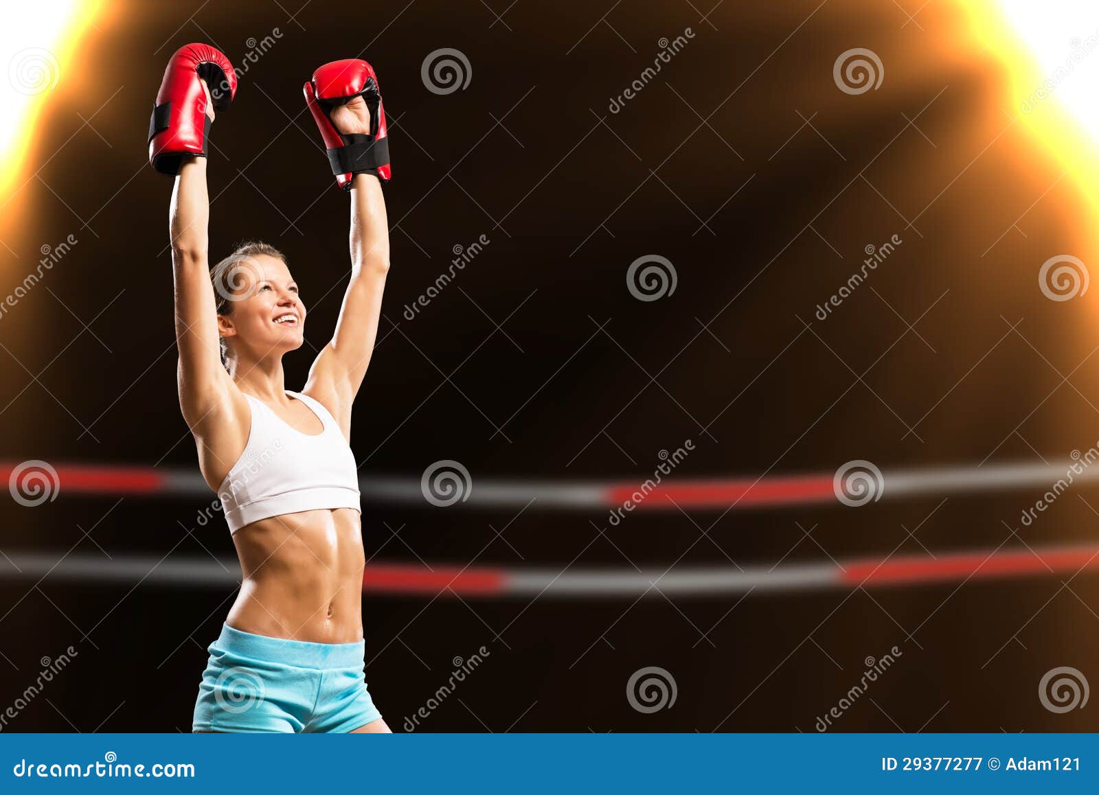 Female boxer winner stock image. Image of female, exercise - 29377277
