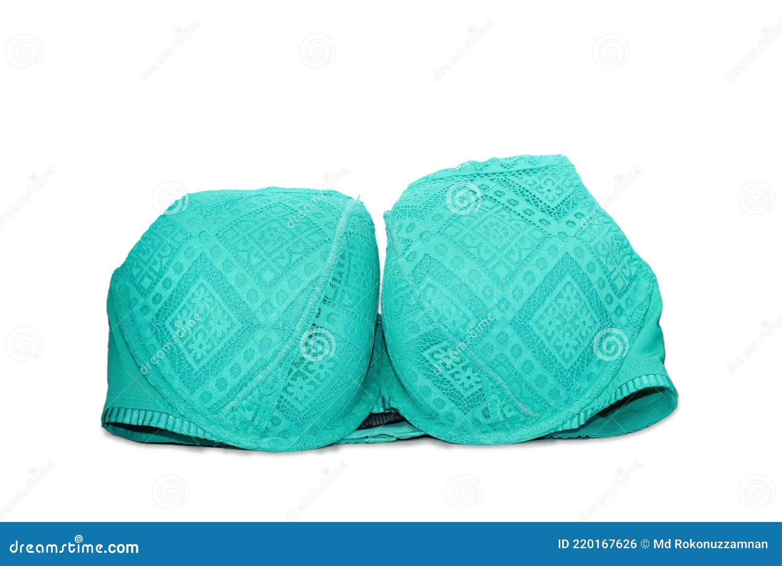 Female Bra Blue Light Color White Background and Drop Shadow Stock ...