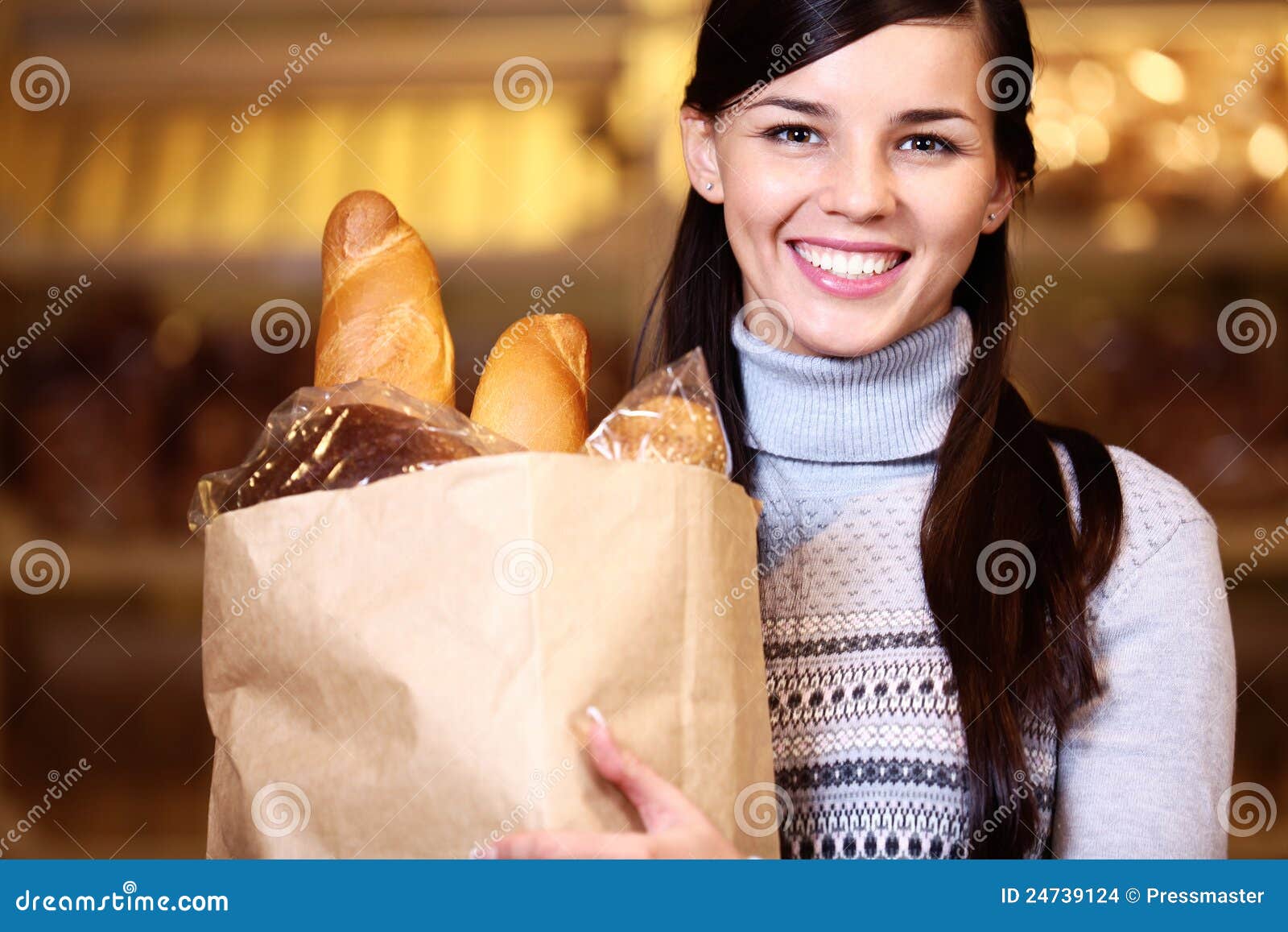 Female with bread stock photo. Image of girl, charming - 24739124