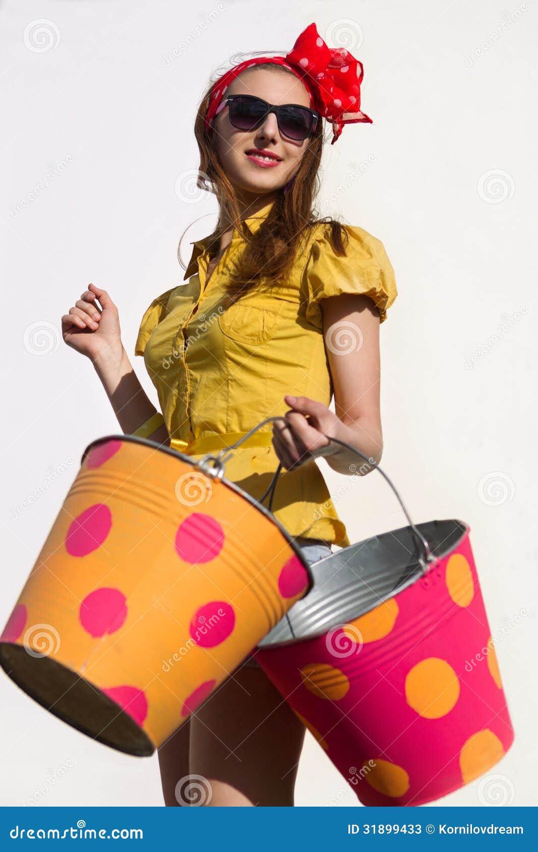 Female with buckets stock image. Image of colors, glamour - 31899433
