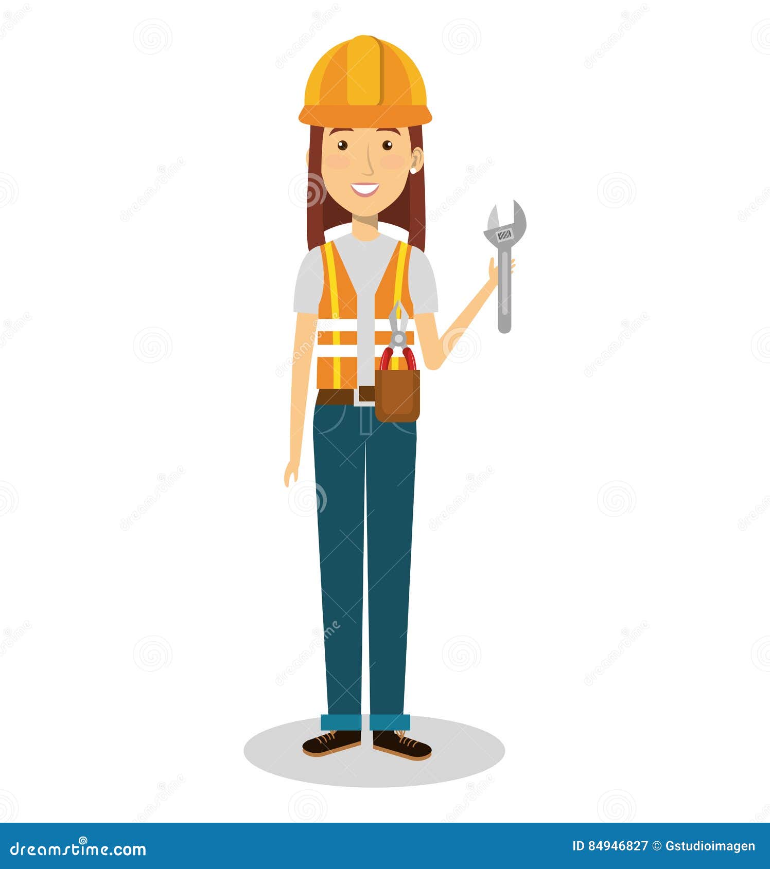 Female Builder Avatar Character Stock Illustration - Illustration of ...