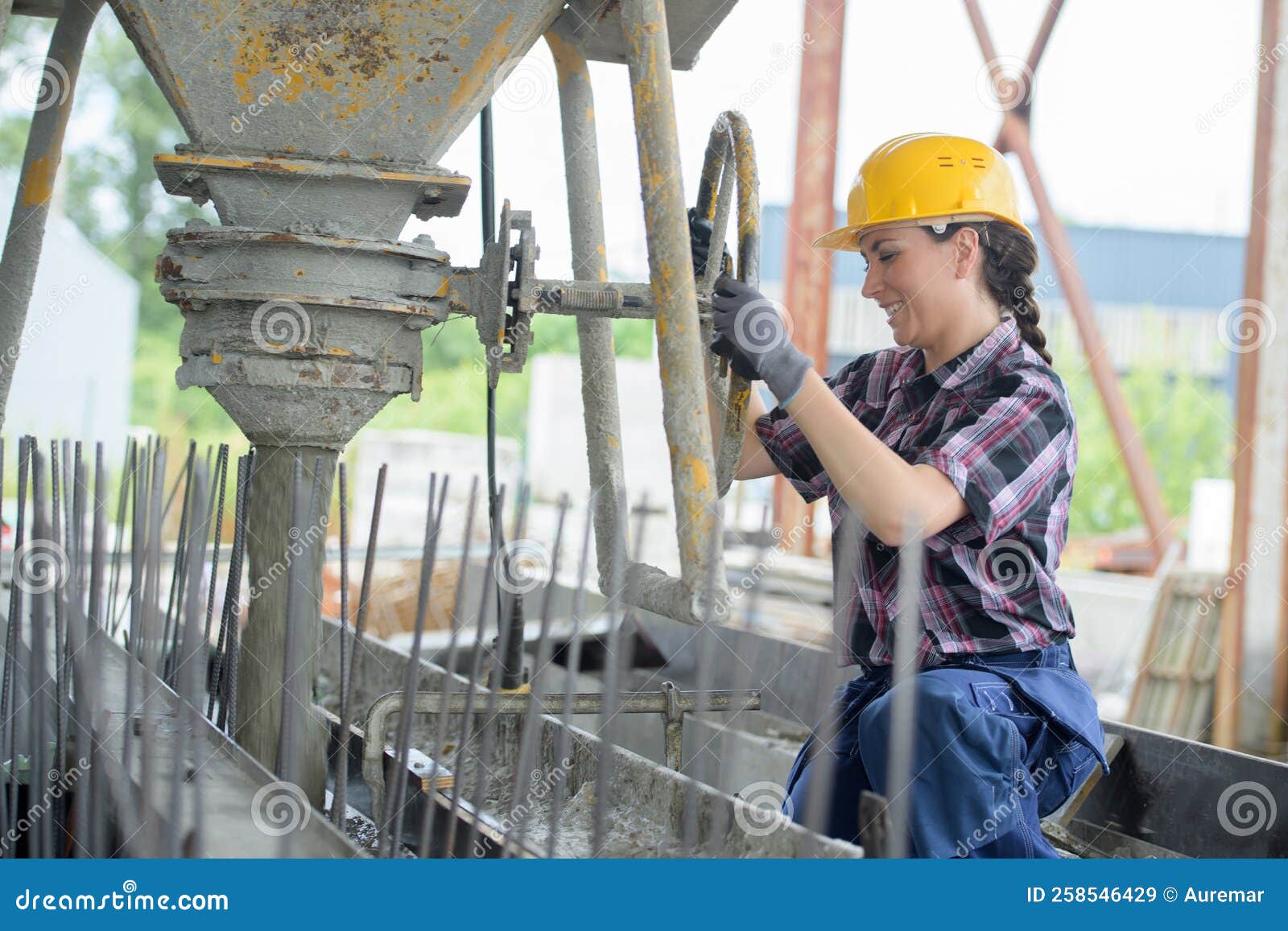 Female Builder on Building Site Stock Image - Image of mixer ...