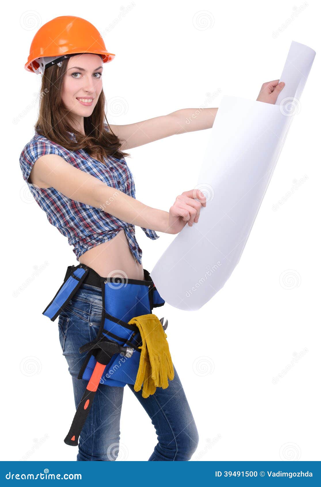 Female builder stock photo. Image of designer, beautiful - 39491500